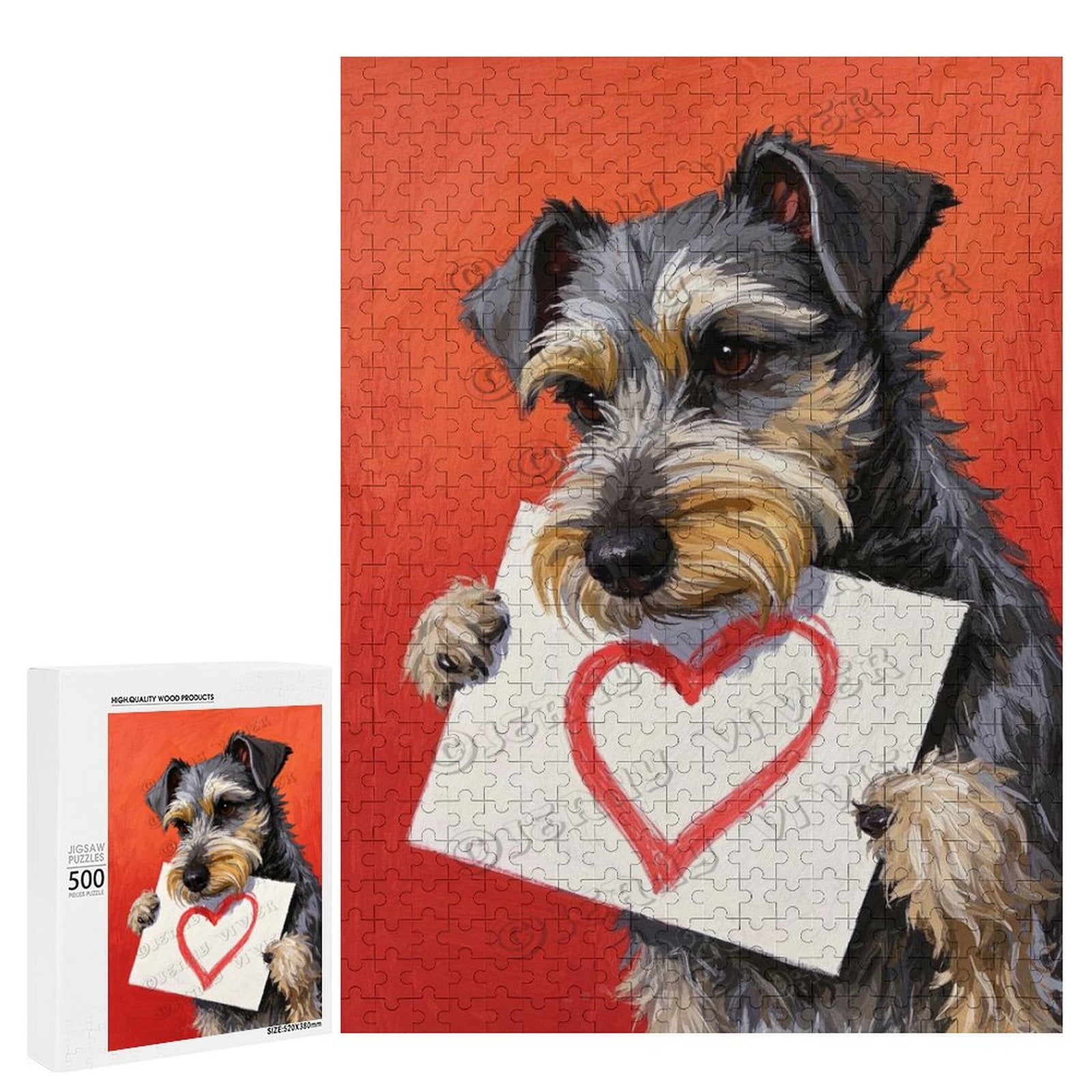 500 Piece Wooden Jigsaw Puzzle for Adults – Schnauzer With Heart Love ...