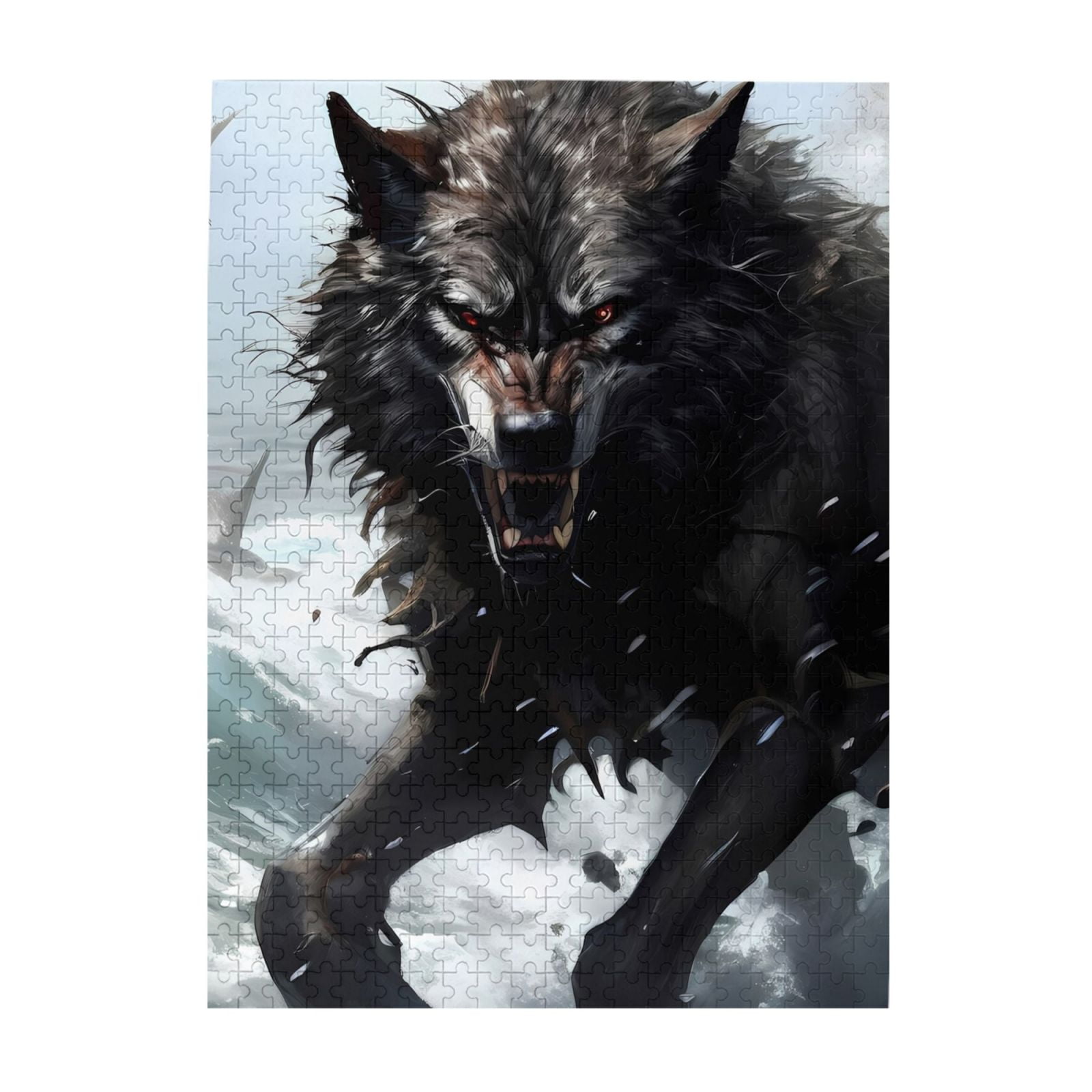500-Piece Wooden Jigsaw Puzzle for Adults - Werewolf Beast Ocean Storms ...