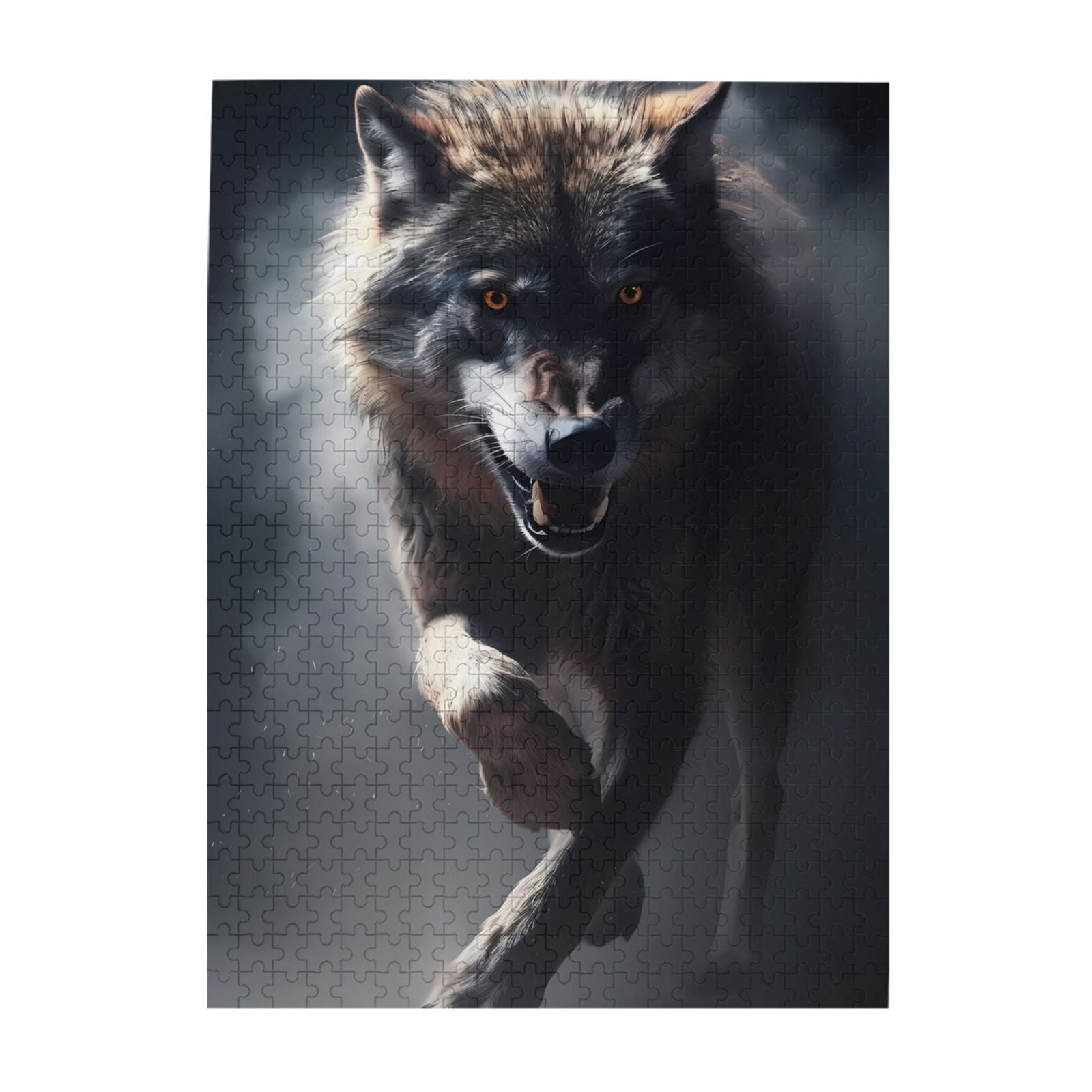 500-Piece Wooden Jigsaw Puzzle for Adults - Wolf Predator Run Smoke ...