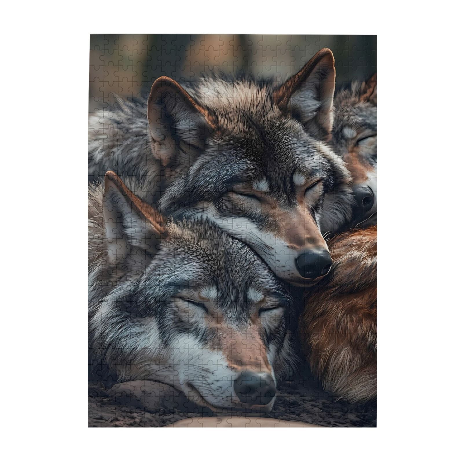500-Piece Wooden Jigsaw Puzzle for Adults - Wolves Pack Huddle Sleeping ...