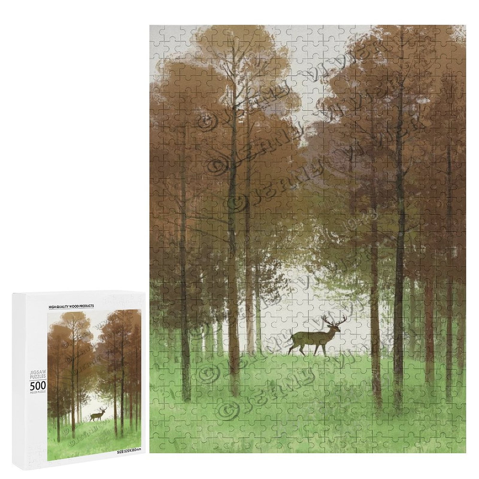 500 Piece Wooden Jigsaw Puzzle – Deer in the Forest Design – Relaxing ...
