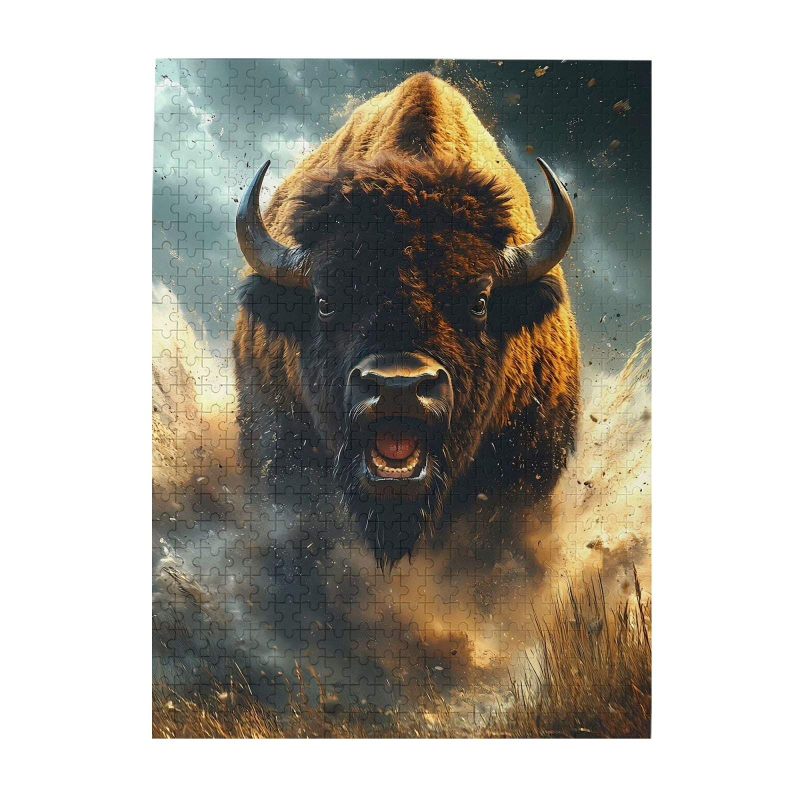 500-Piece Wooden Jigsaw Puzzle for Adults - American Bison Roaring ...