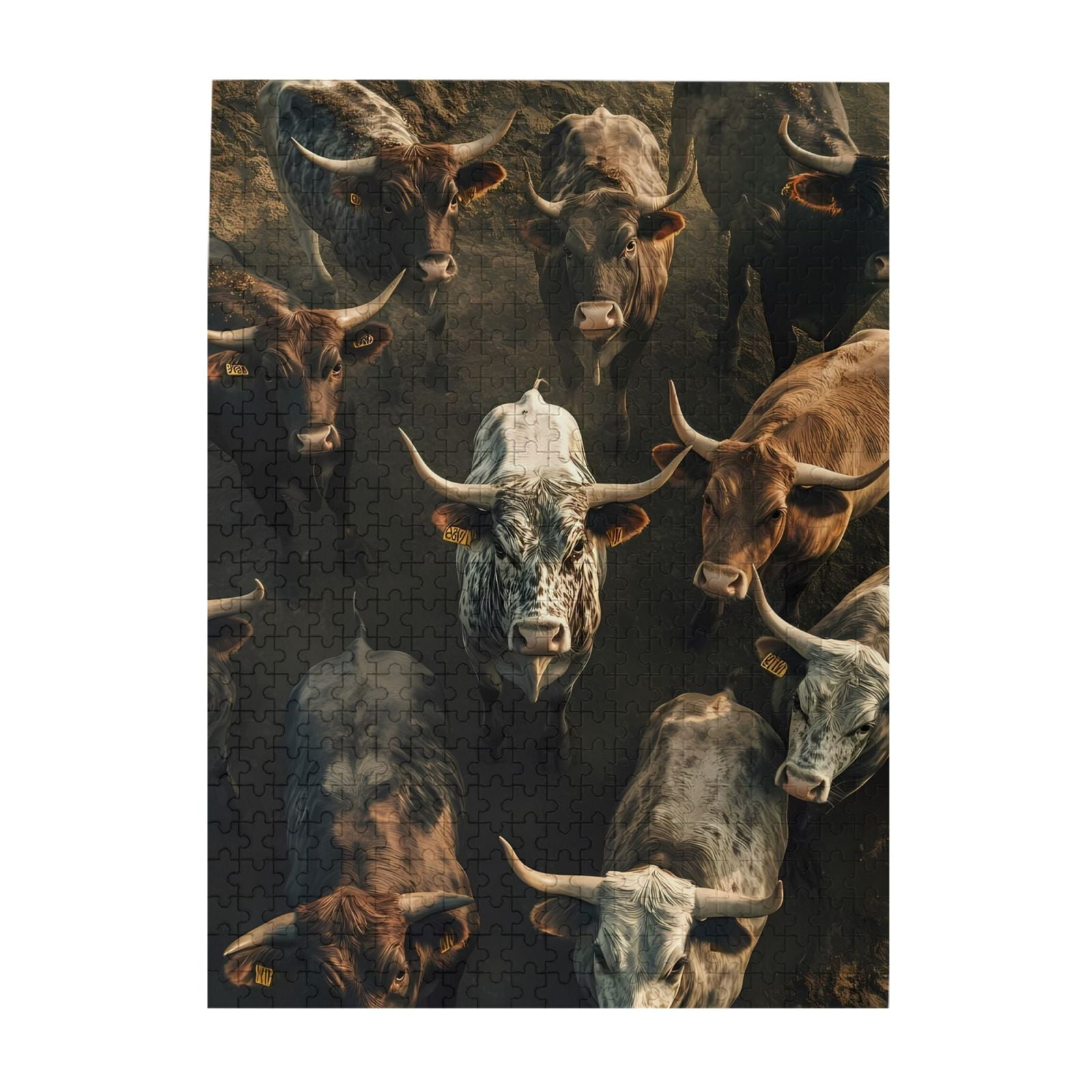 500-Piece Wooden Jigsaw Puzzle for Adults - Cattle Herd Horns Livestock ...