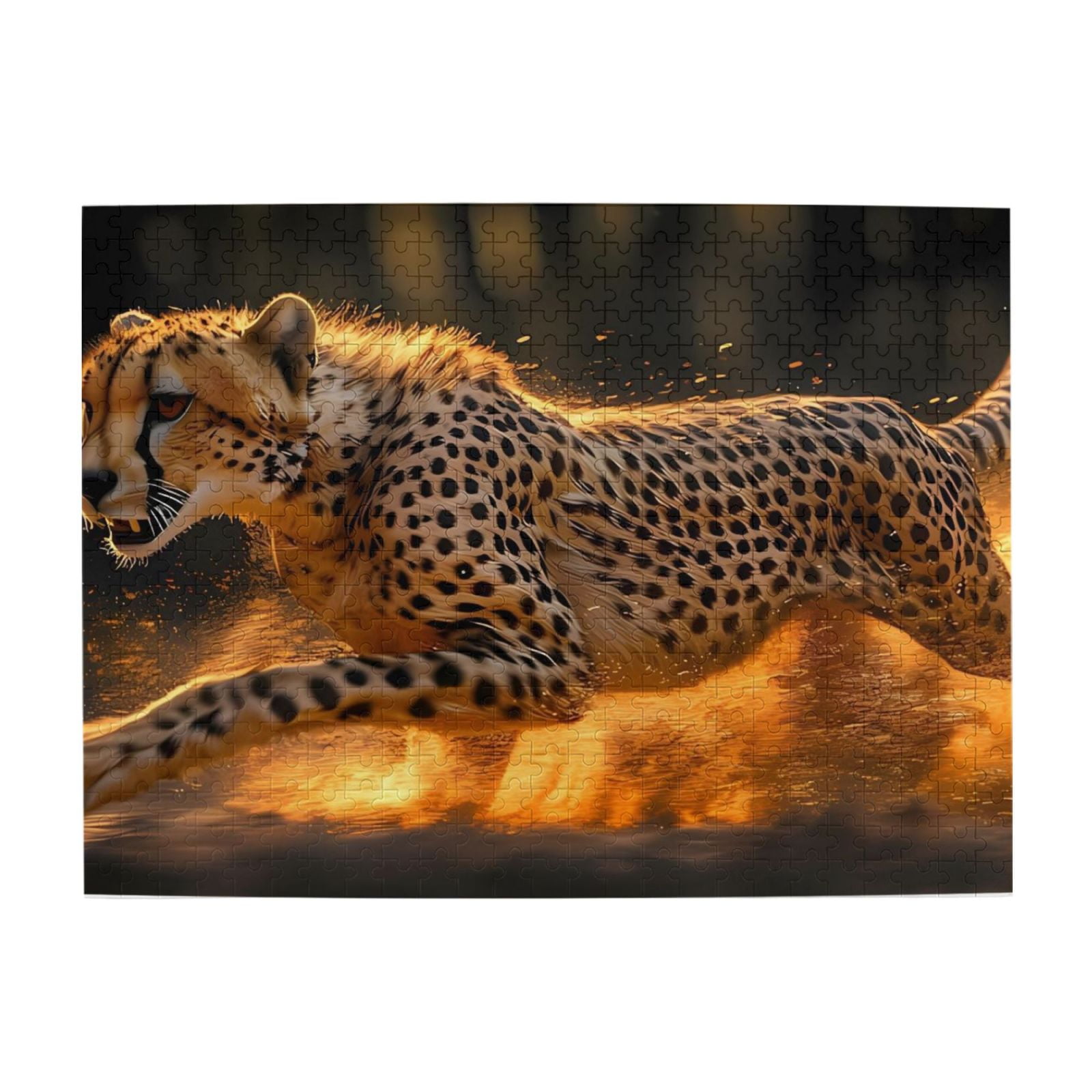 500-Piece Wooden Jigsaw Puzzle for Adults - Cheetah Running Fast Speed ...