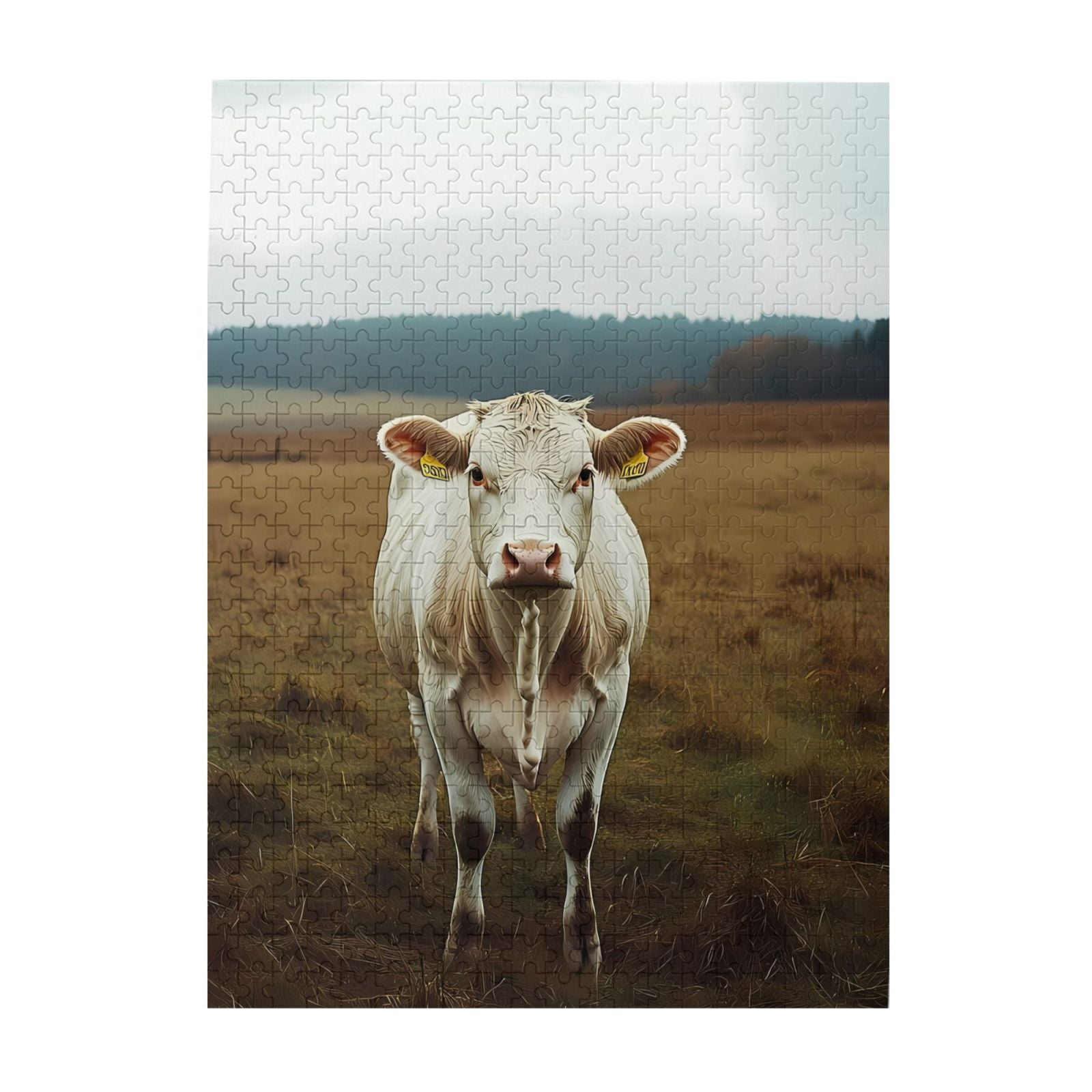 500-Piece Wooden Jigsaw Puzzle for Adults - Cow Field Rural Farm ...