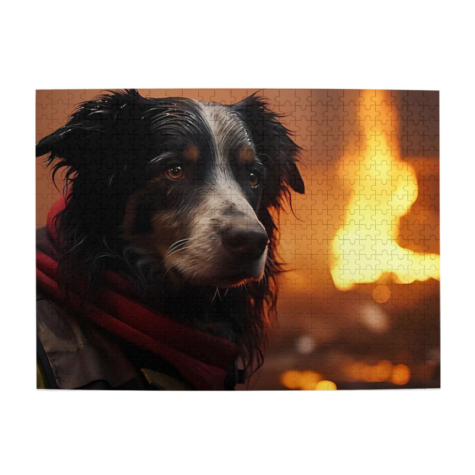 500-Piece Wooden Jigsaw Puzzle for Adults - Dog Firefighter Burning ...