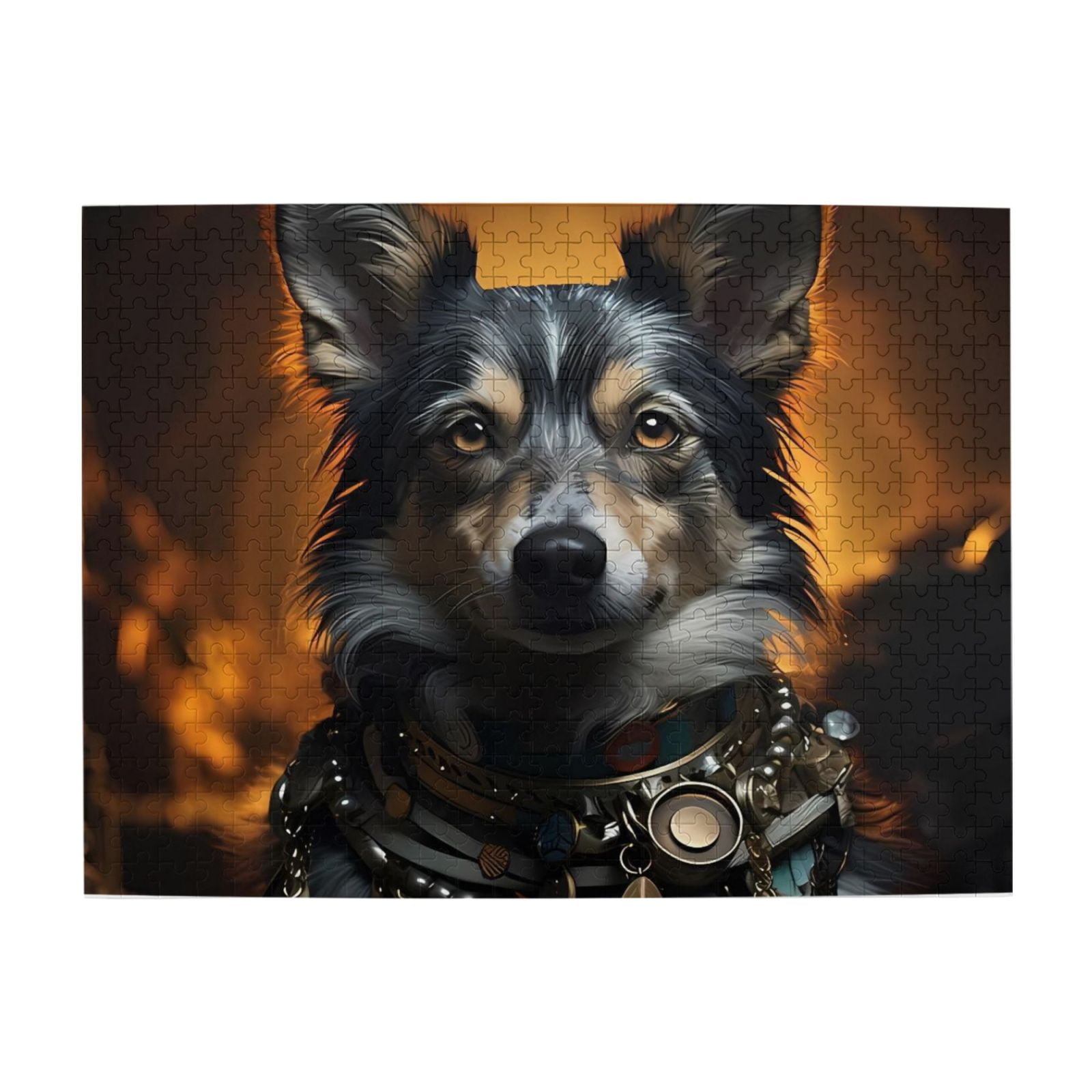 500-Piece Wooden Jigsaw Puzzle for Adults - Dog Portrait Ornate Collar ...