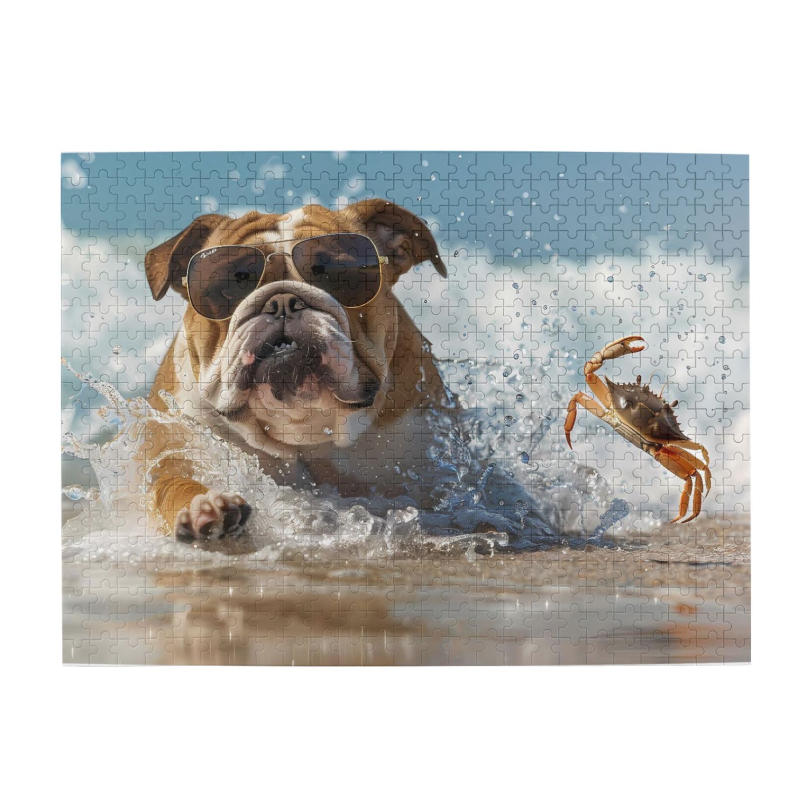 500-Piece Wooden Jigsaw Puzzle for Adults - Dog Sunglasses Crab Beach ...