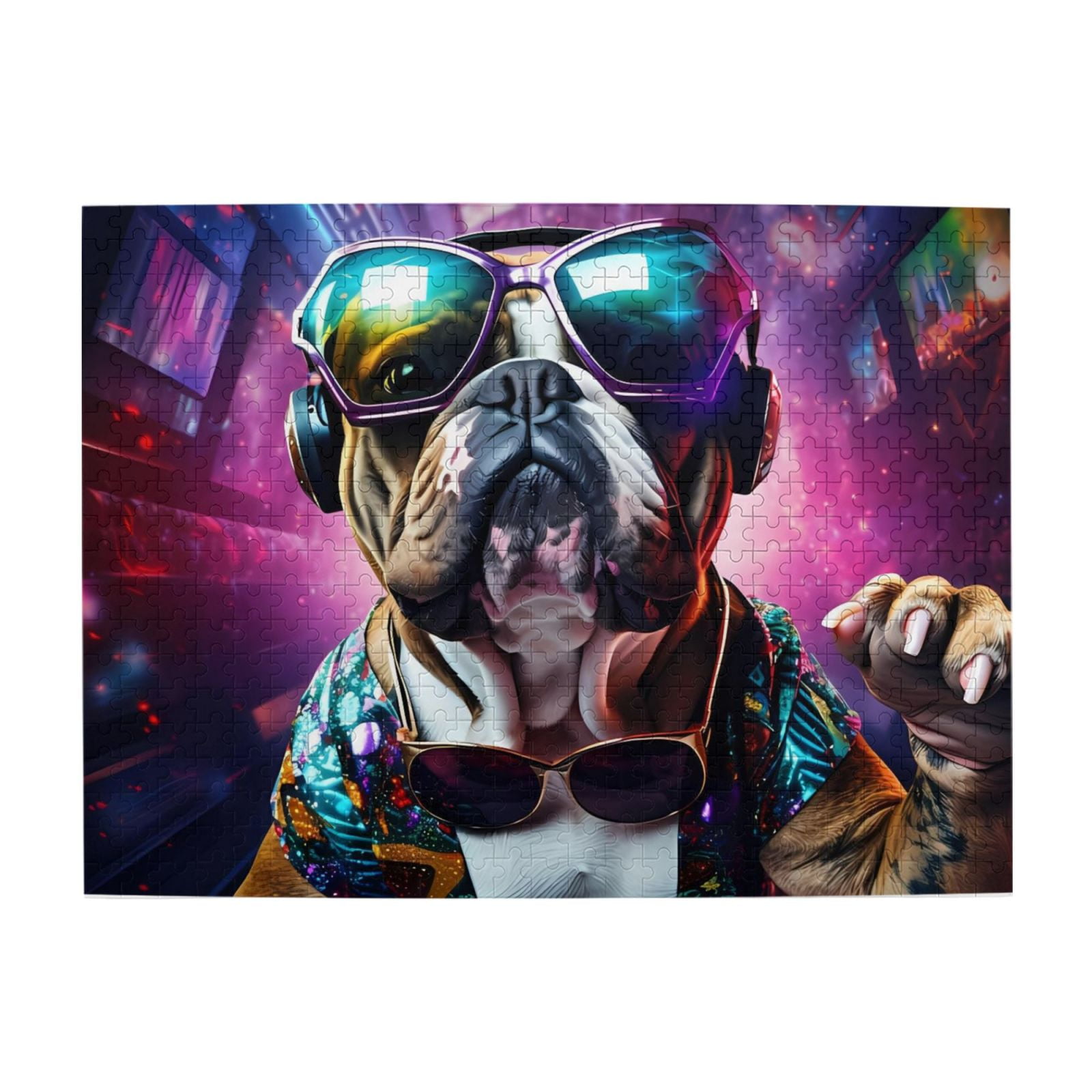 500-Piece Wooden Jigsaw Puzzle for Adults - Dog Sunglasses Headphone ...