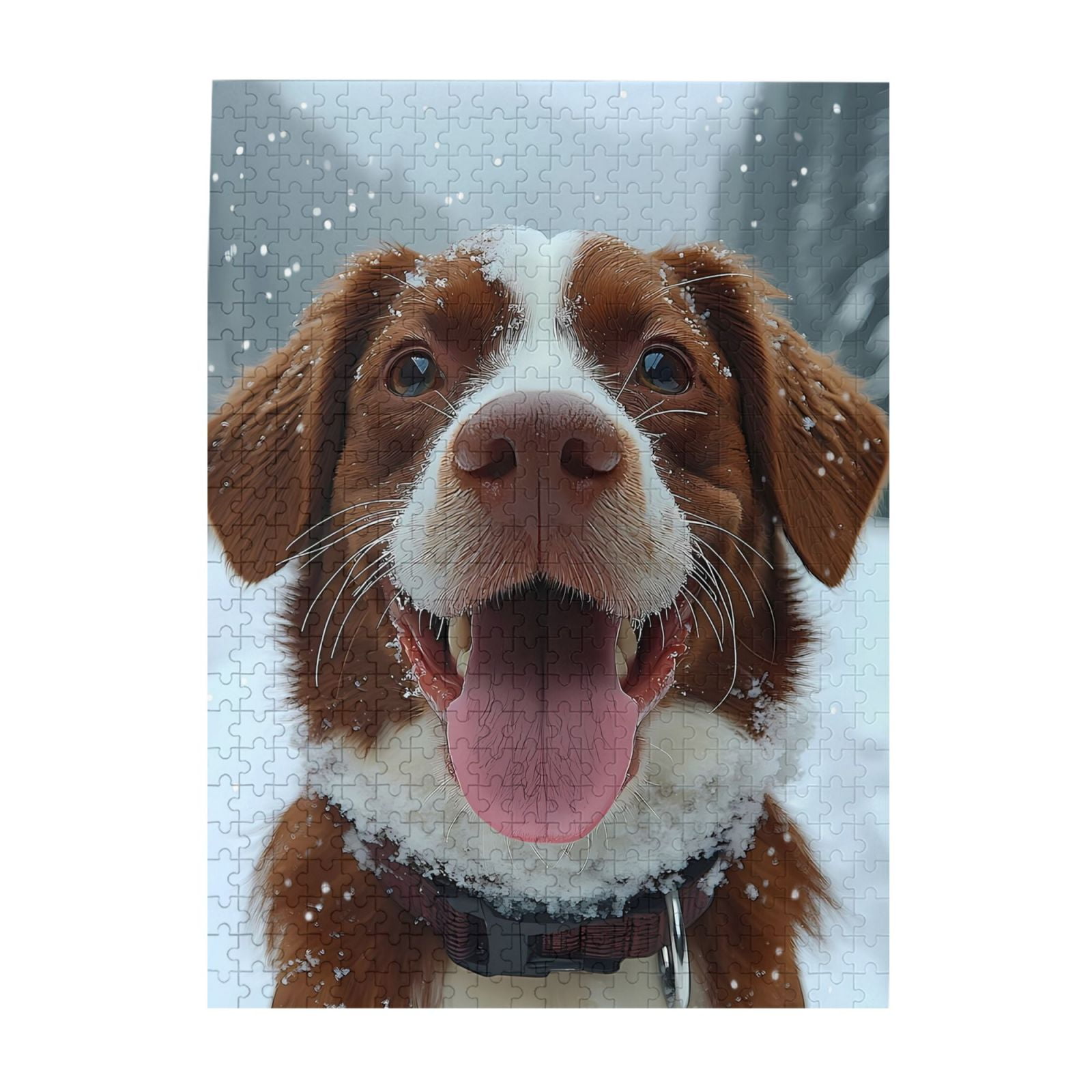 500-Piece Wooden Jigsaw Puzzle for Adults - Dog Winter Snow Falling ...