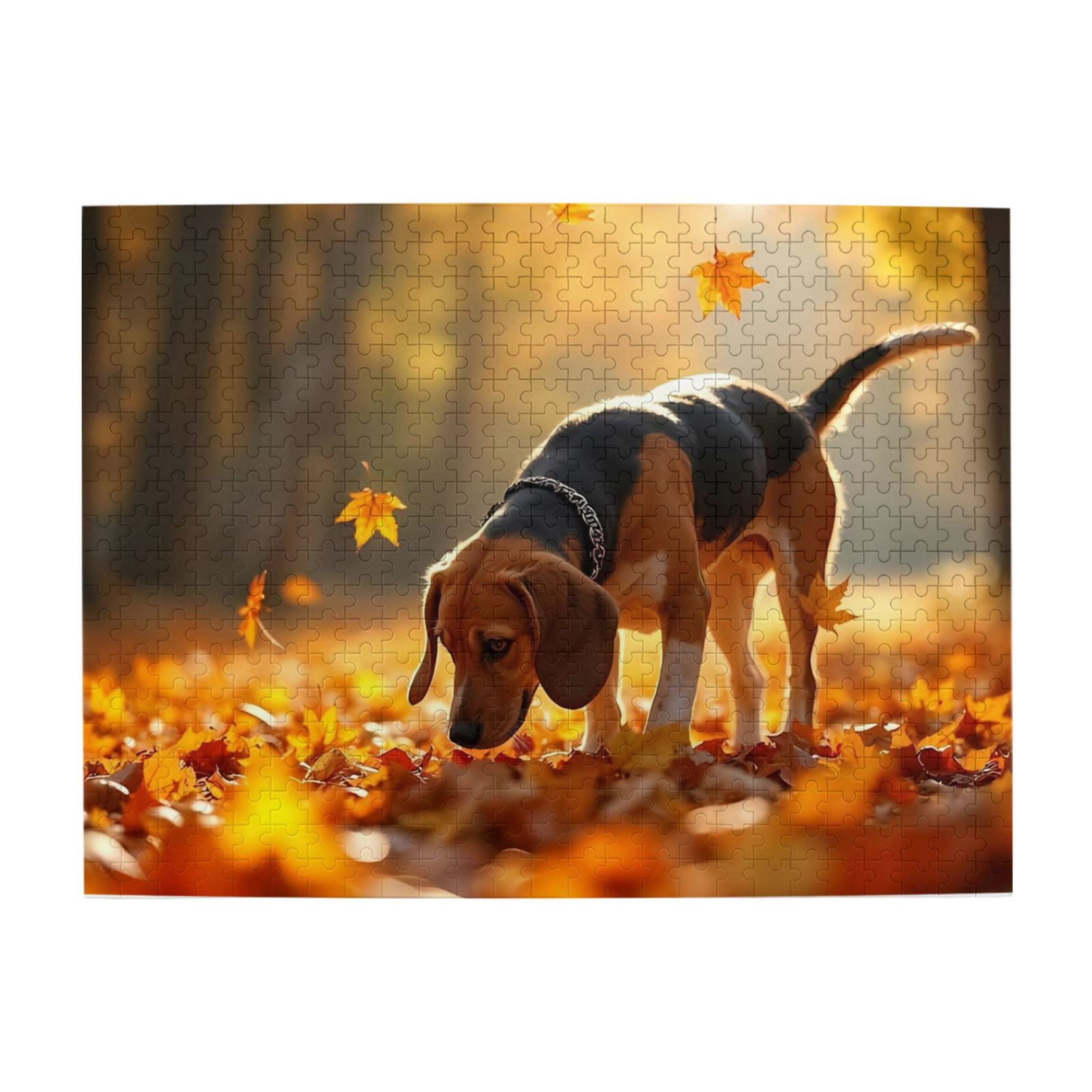 500-Piece Wooden Jigsaw Puzzle for Adults & Families - Dog Autumn ...