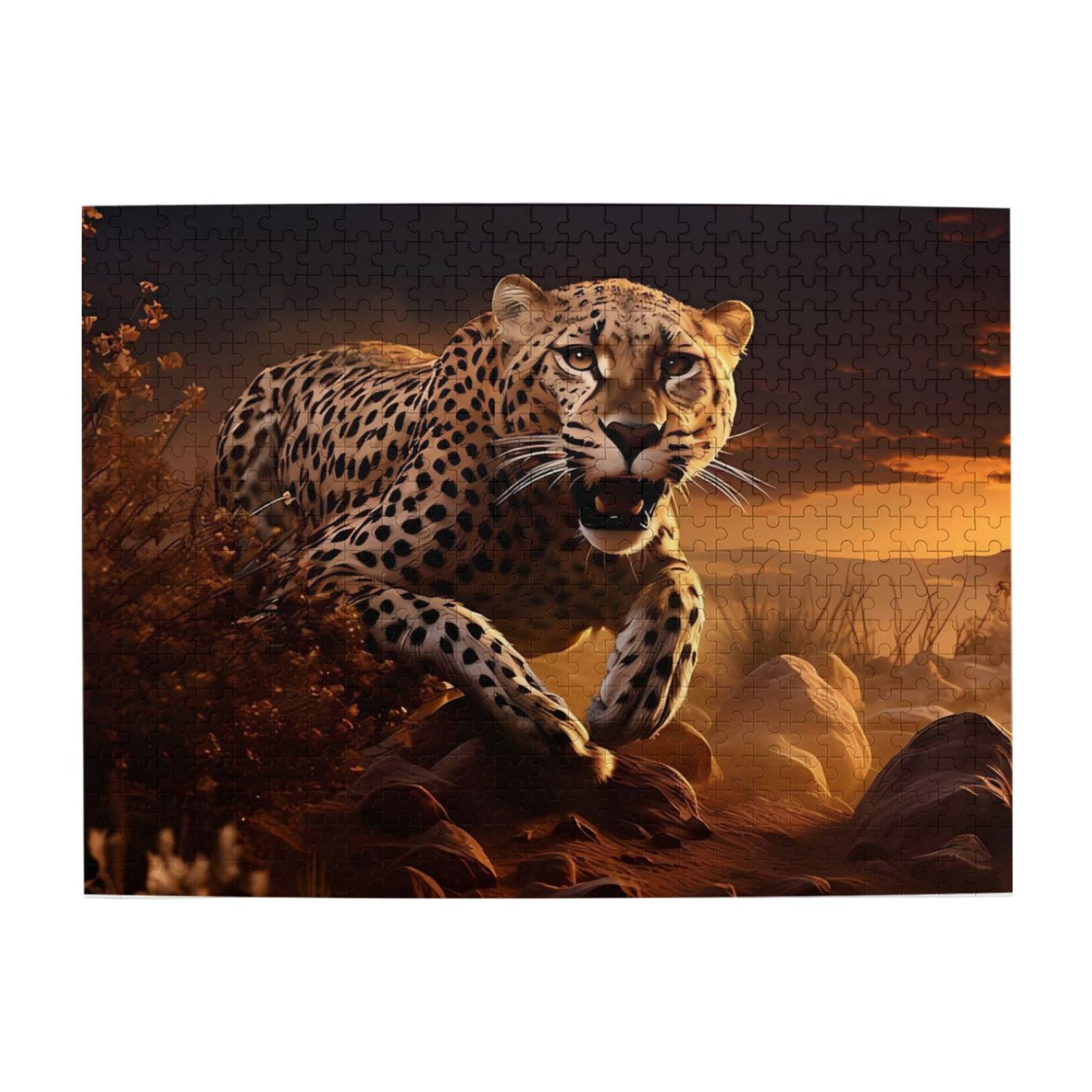 500-Piece Wooden Jigsaw Puzzle for Adults & Families - Leopard Hunting ...