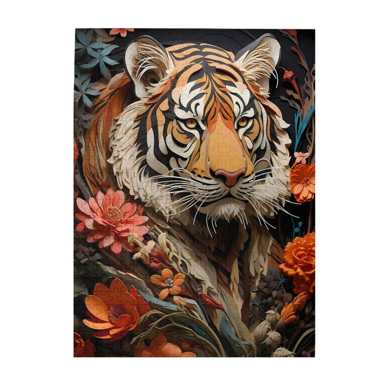 500-Piece Wooden Jigsaw Puzzle for Adults & Families - Tiger Wildlife ...