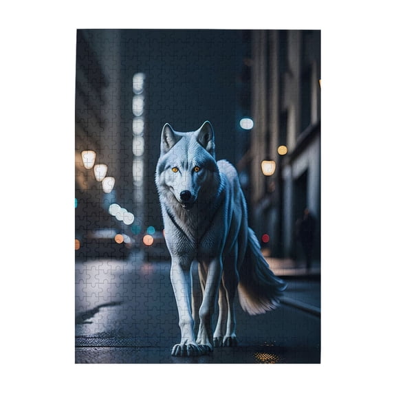 500-Piece Wooden Jigsaw Puzzle for Adults & Families - White Wolf City ...