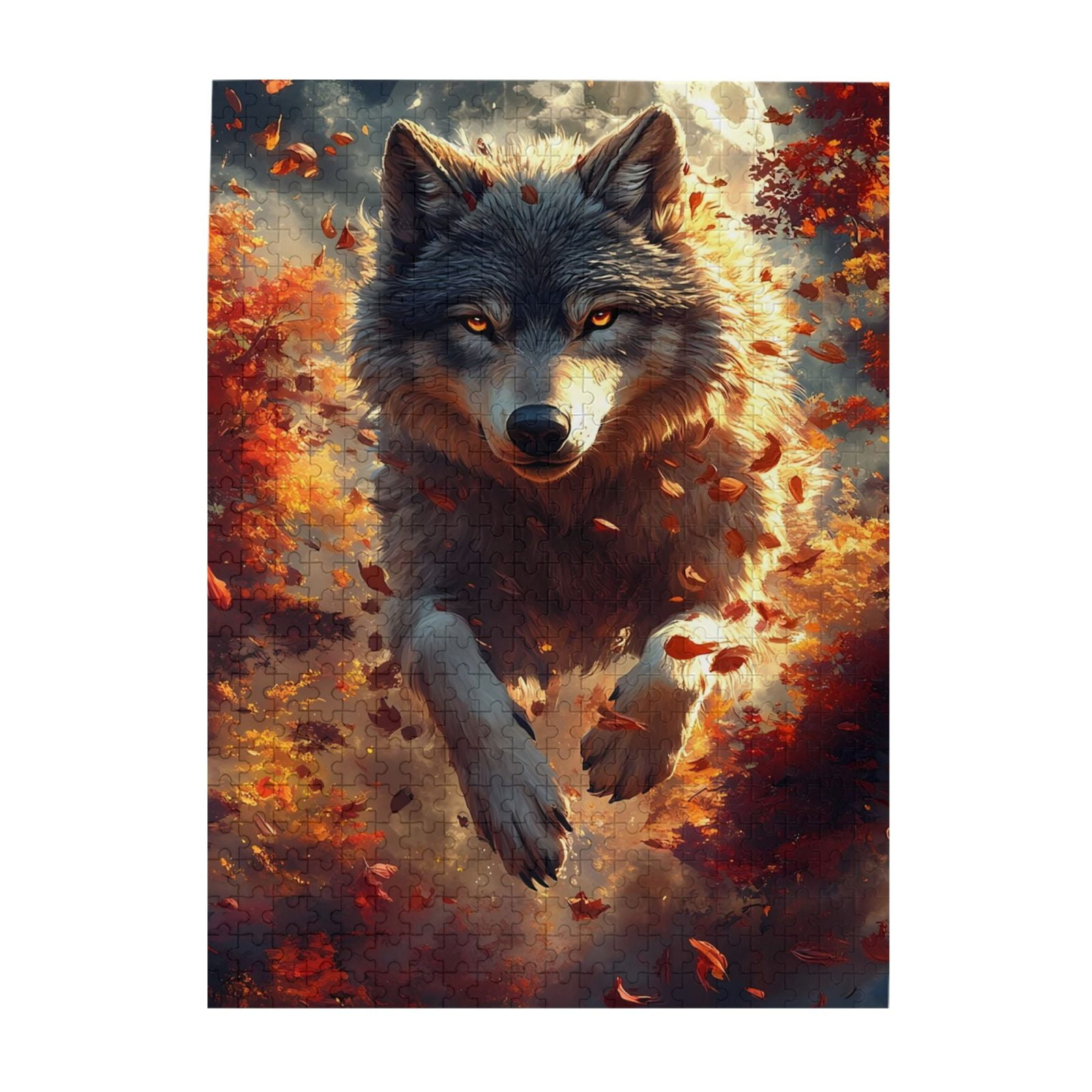 500-Piece Wooden Jigsaw Puzzle for Adults & Families - Wolf Moon Autumn ...