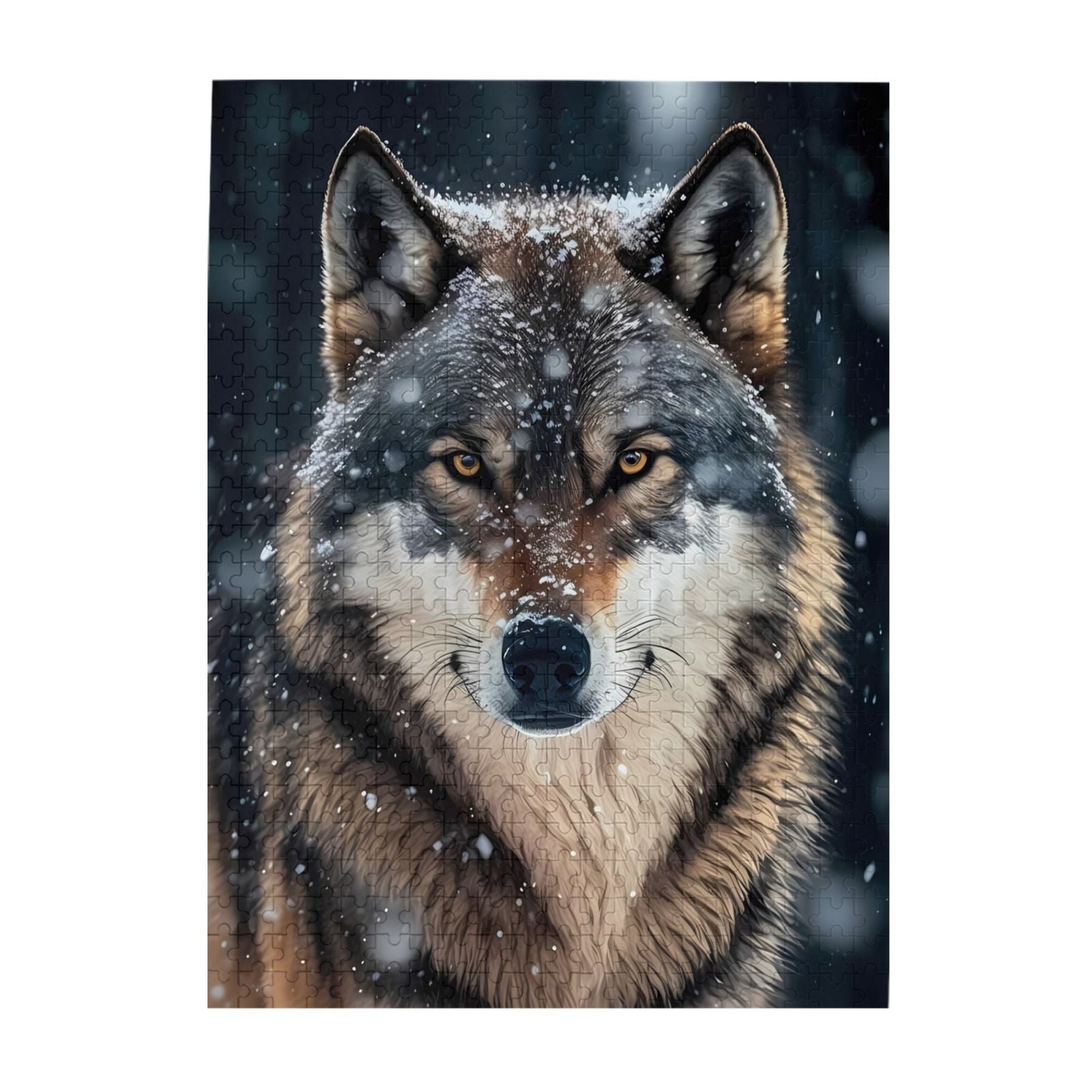 500-Piece Wooden Jigsaw Puzzle for Adults & Families - Wolf Snowfall ...