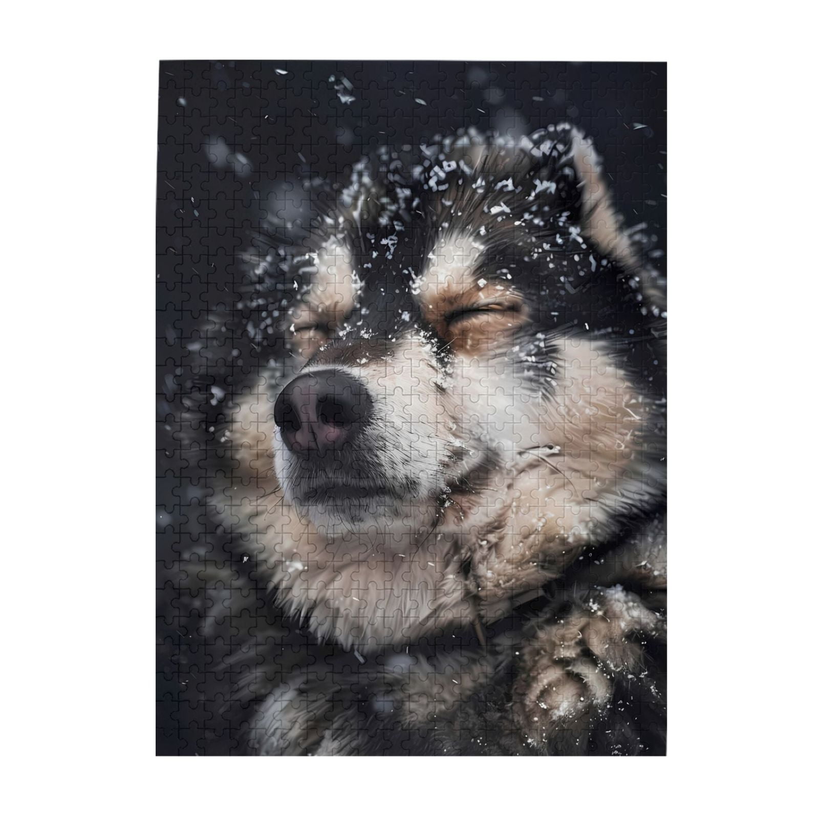 500-Piece Wooden Jigsaw Puzzle for Adults - Malamute In Falling ...