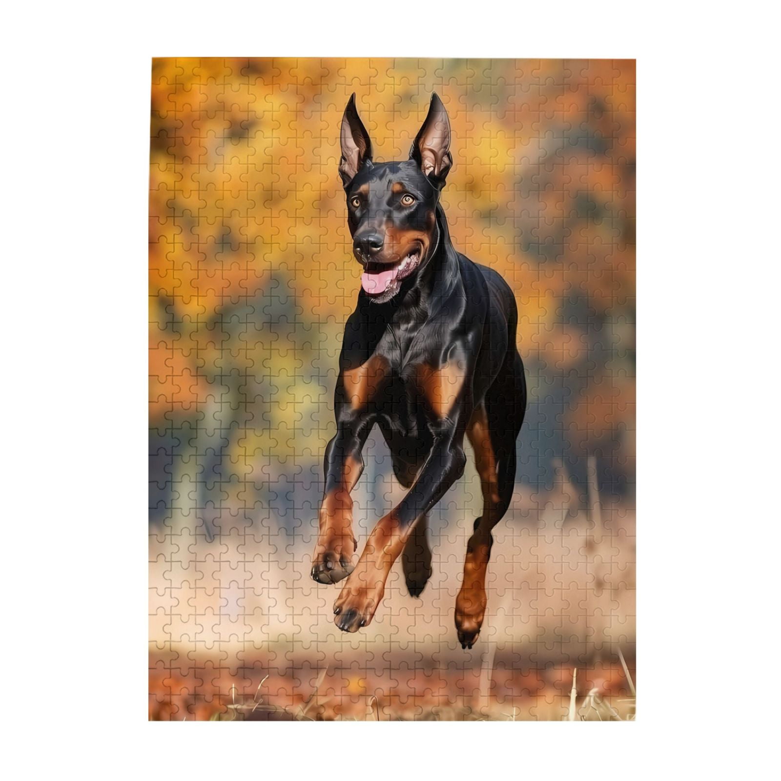 500-Piece Wooden Jigsaw Puzzle for Adults - Running Doberman Autumn ...