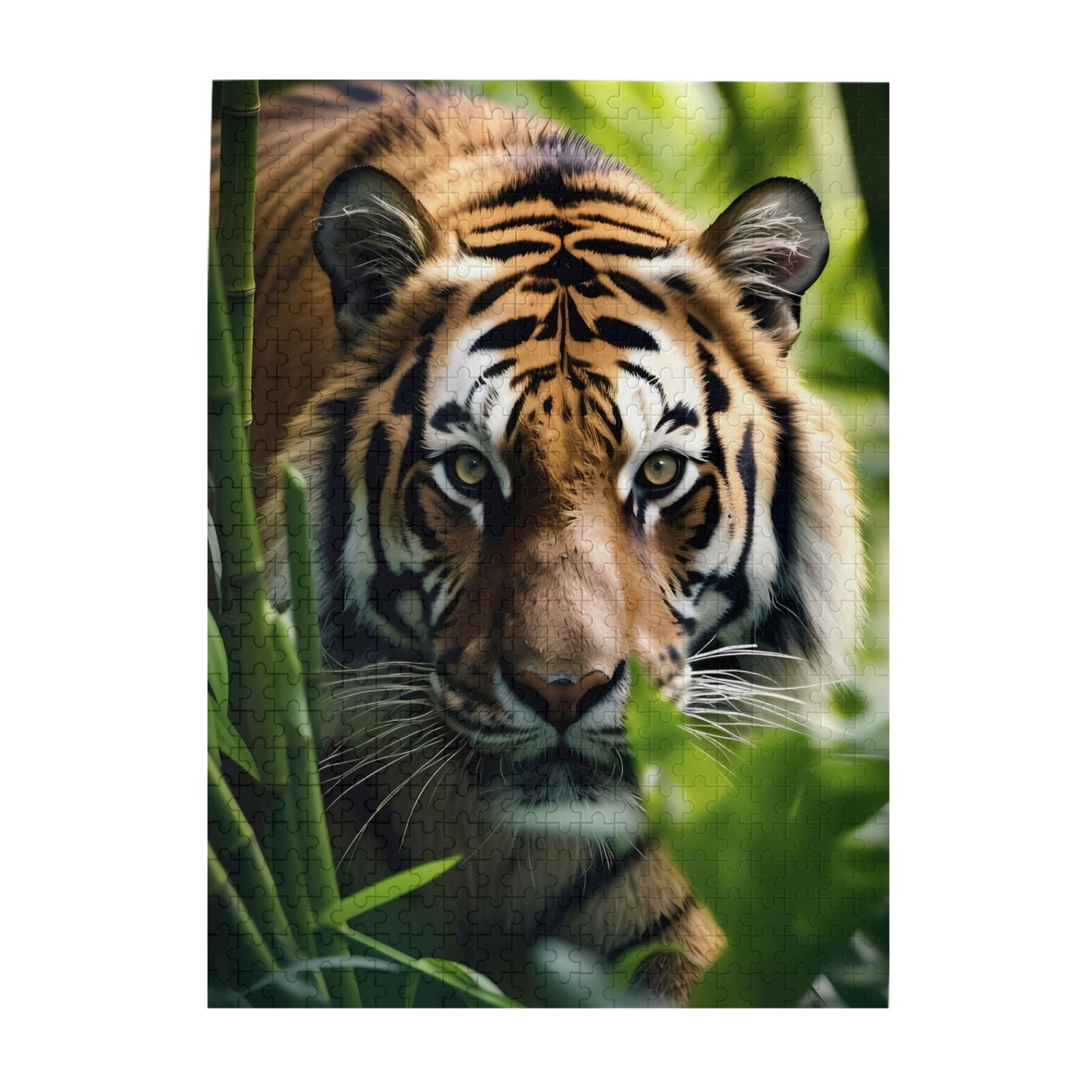 500-Piece Wooden Jigsaw Puzzle for Adults - Tiger Face Bamboo Forest ...