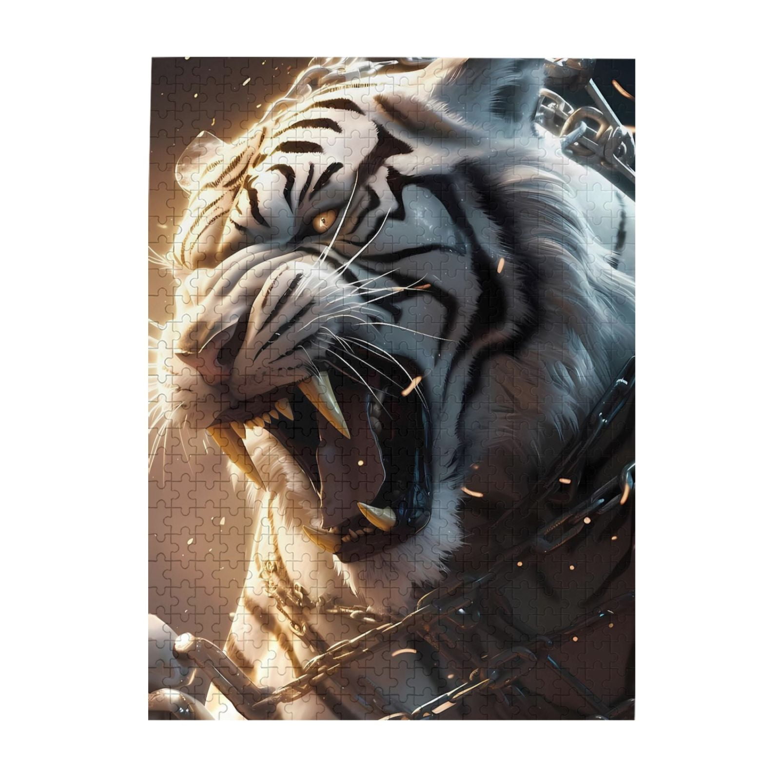 500-Piece Wooden Jigsaw Puzzle for Adults - White Tiger Roar Chains ...