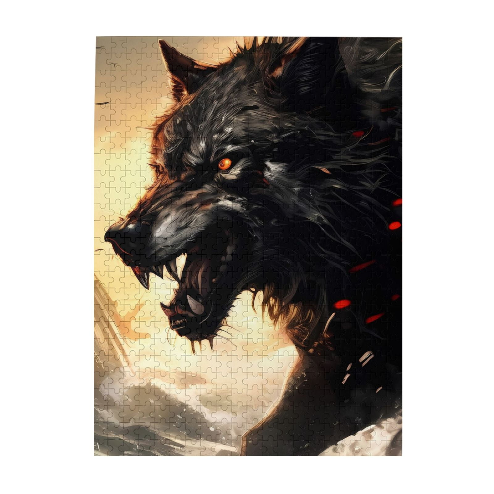 500-Piece Wooden Jigsaw Puzzle for Adults - Wolf Eyes Fury Ocean Storms ...