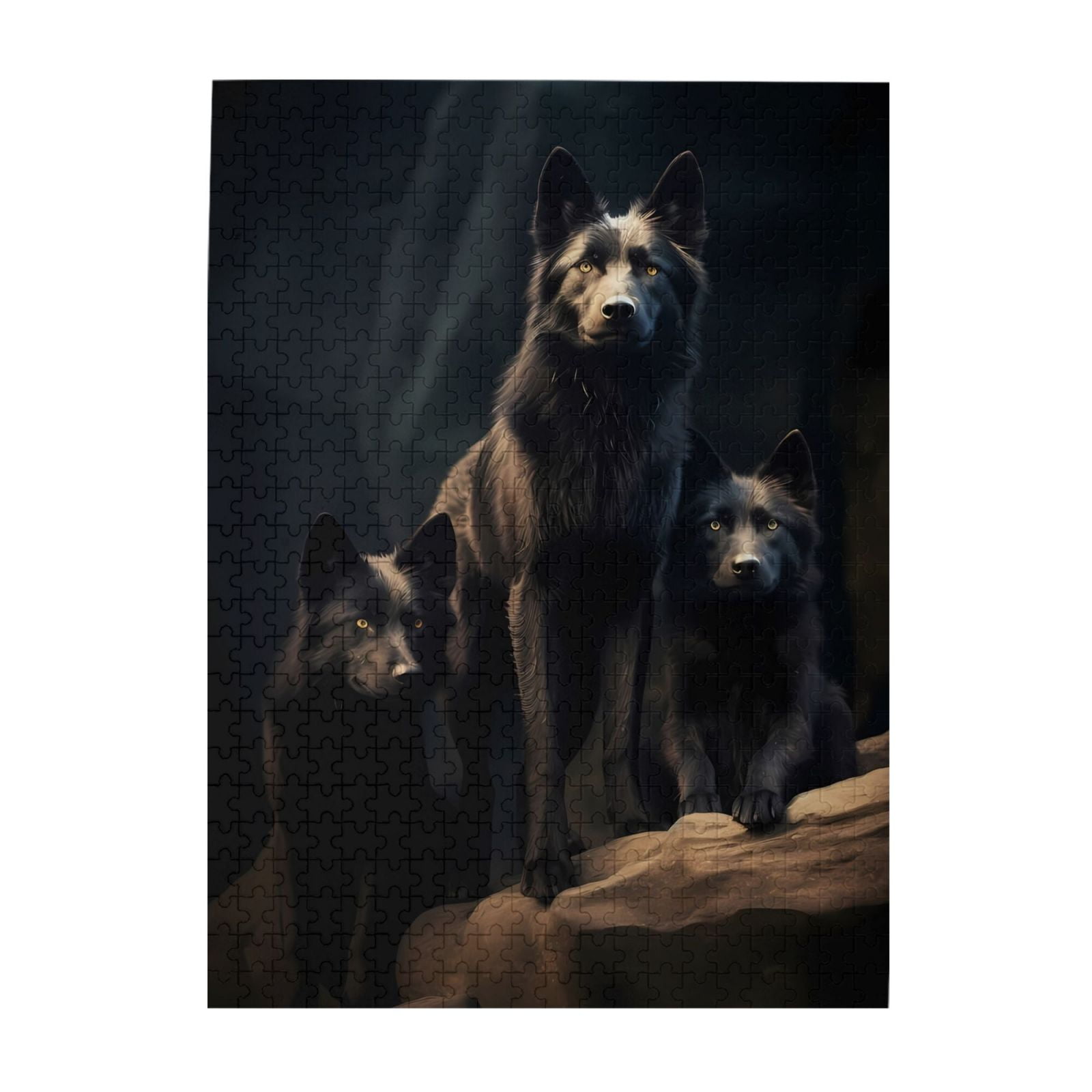 500-Piece Wooden Jigsaw Puzzle for Adults - Wolves Pack Dark Cave , Fun ...