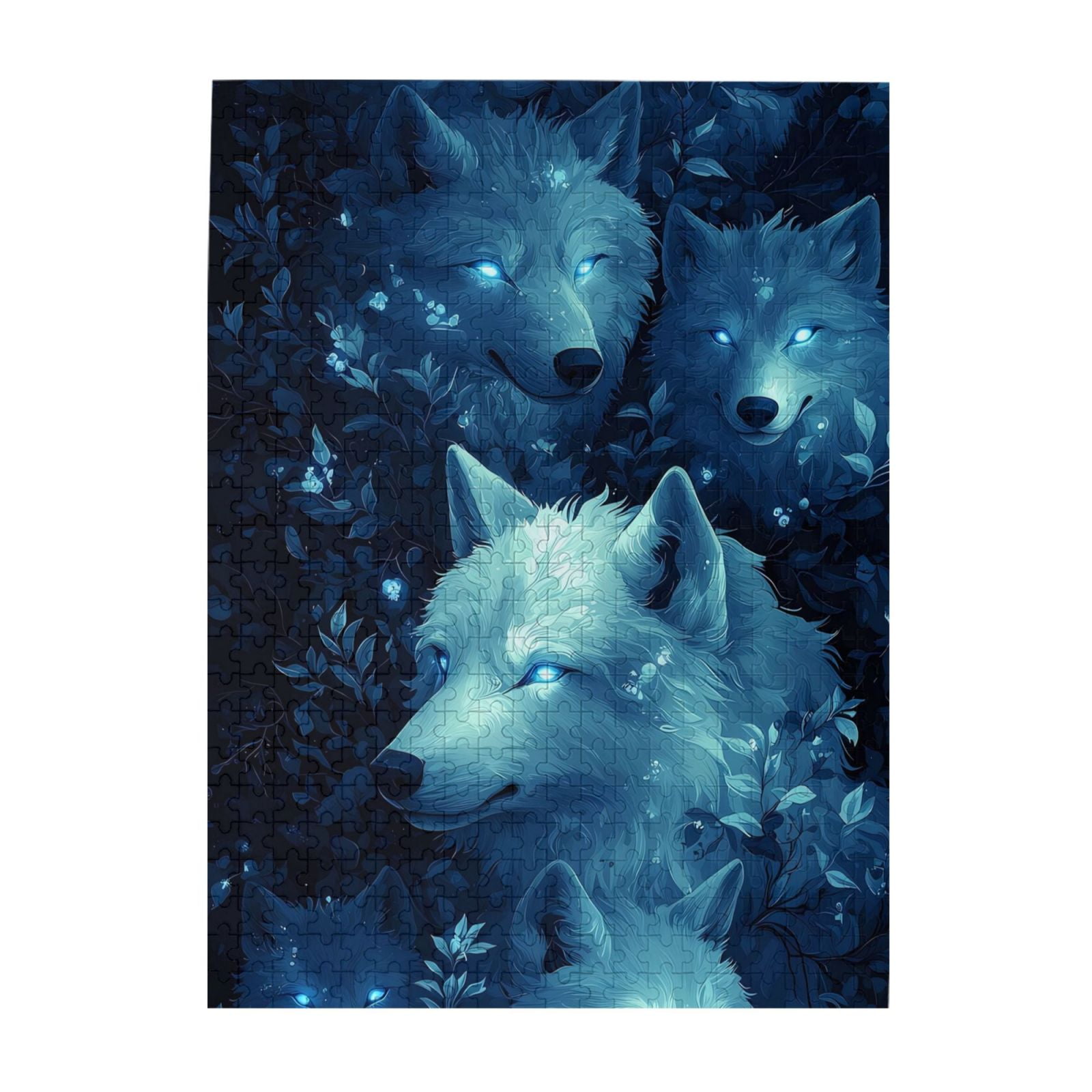 500-Piece Wooden Jigsaw Puzzle for Adults - Wolves Pack Forest Eyes ...