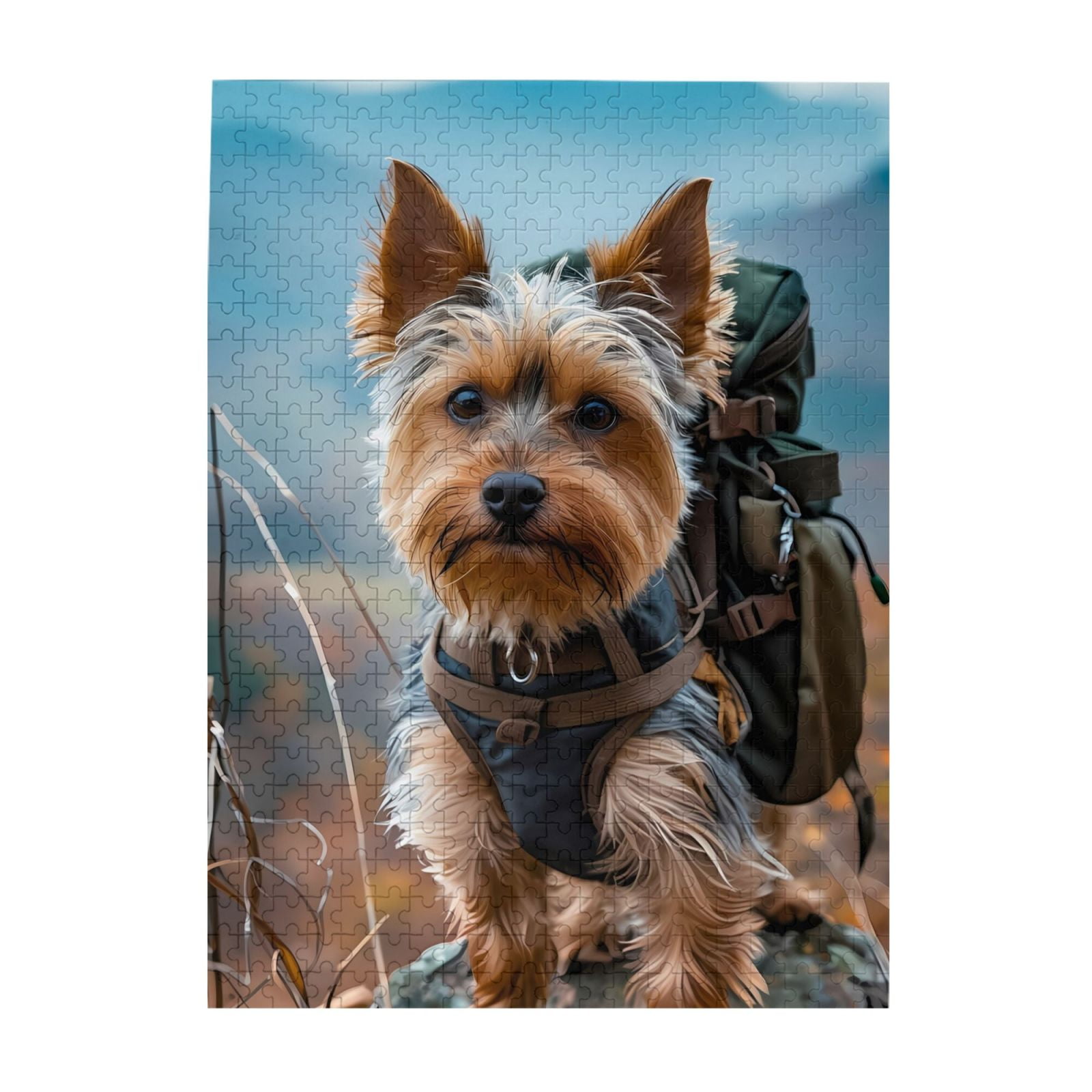 500-Piece Wooden Jigsaw Puzzle for Adults - Yorkie Backpack Hiking Trip ...