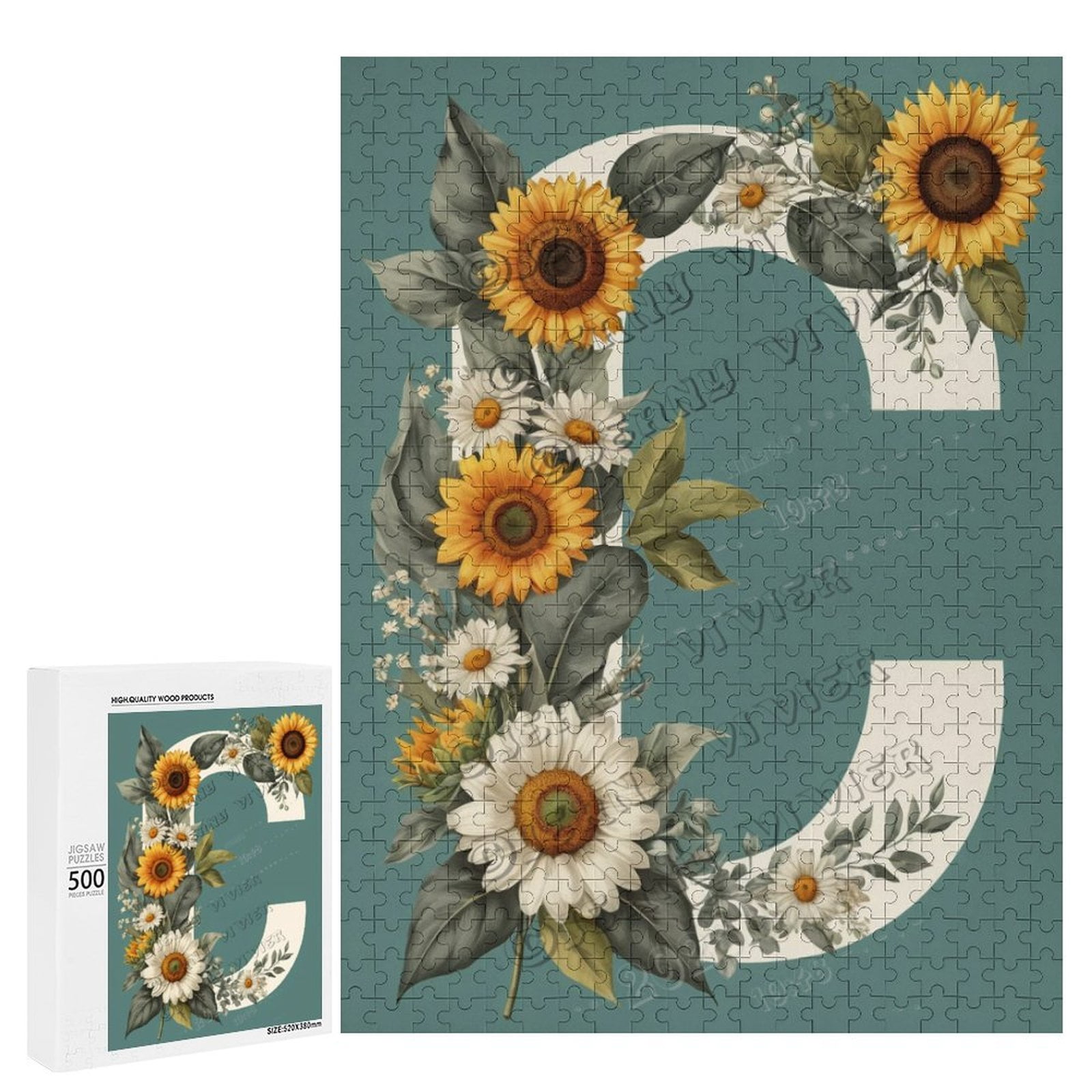 500 Piece Wooden Puzzle – Flower Alphabet Letter C – Decorative Puzzle ...