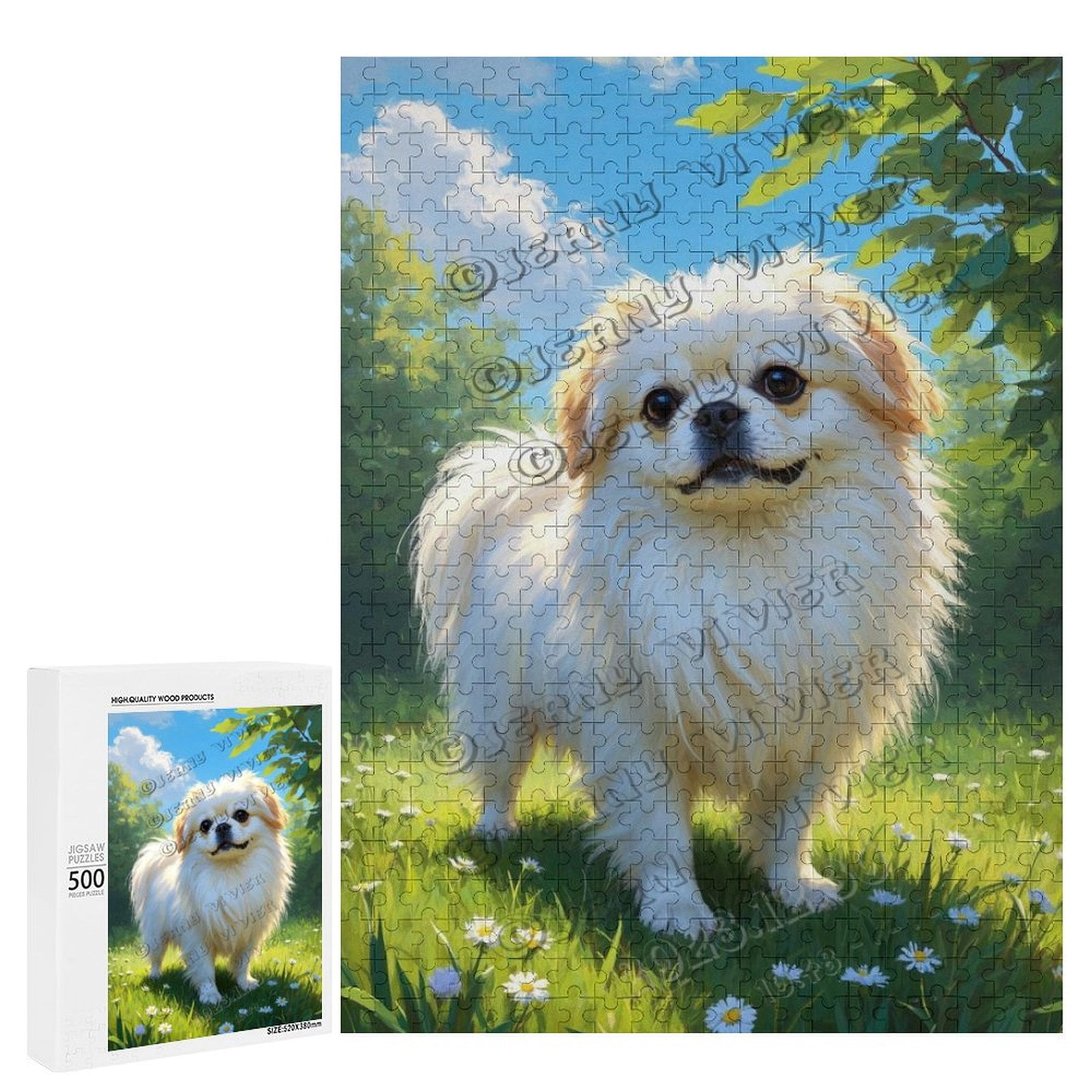 500 Piece Wooden Puzzle – Pekingese Dog on the Grass – Adorable ...