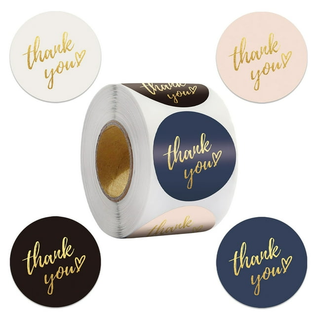 500 Pieces 1.5 Inch Thank You Stickers for Envelope Packaging Baking ...