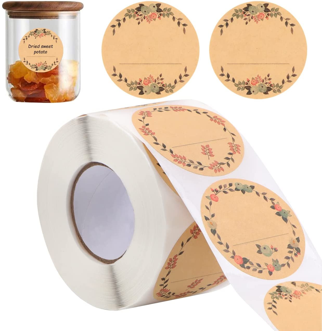 500 Pieces 50mm Round Brown Kraft Stickers, Writable Self-adhesive ...