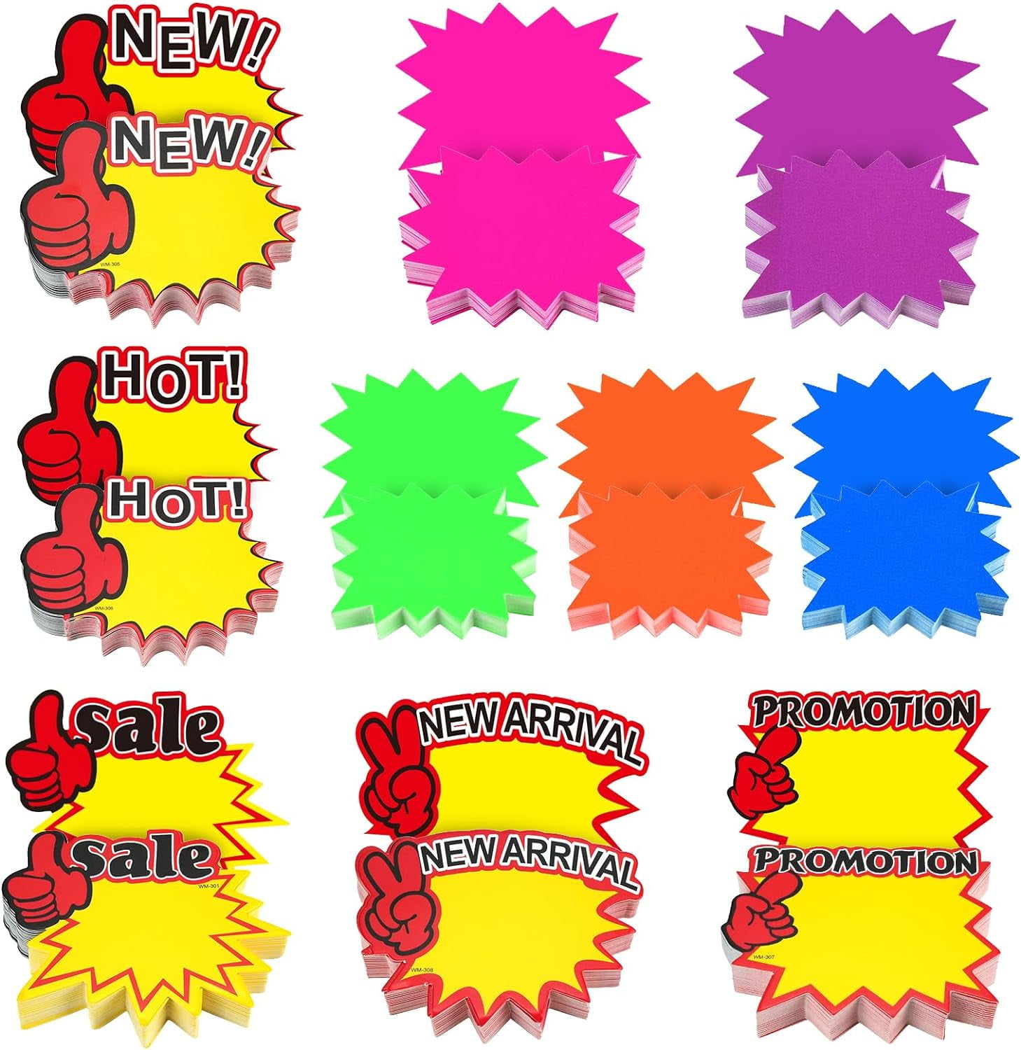 500 Pieces Burst Signs Fluorescent Signs Blank Star for Retail Sale ...