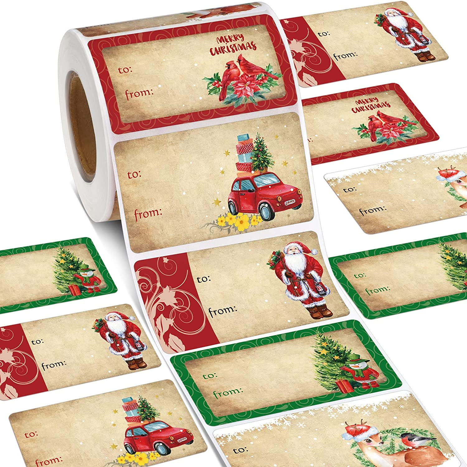 500 Pieces Christmas Tags Christmas Santa Claus Stickers Self Adhesive ...