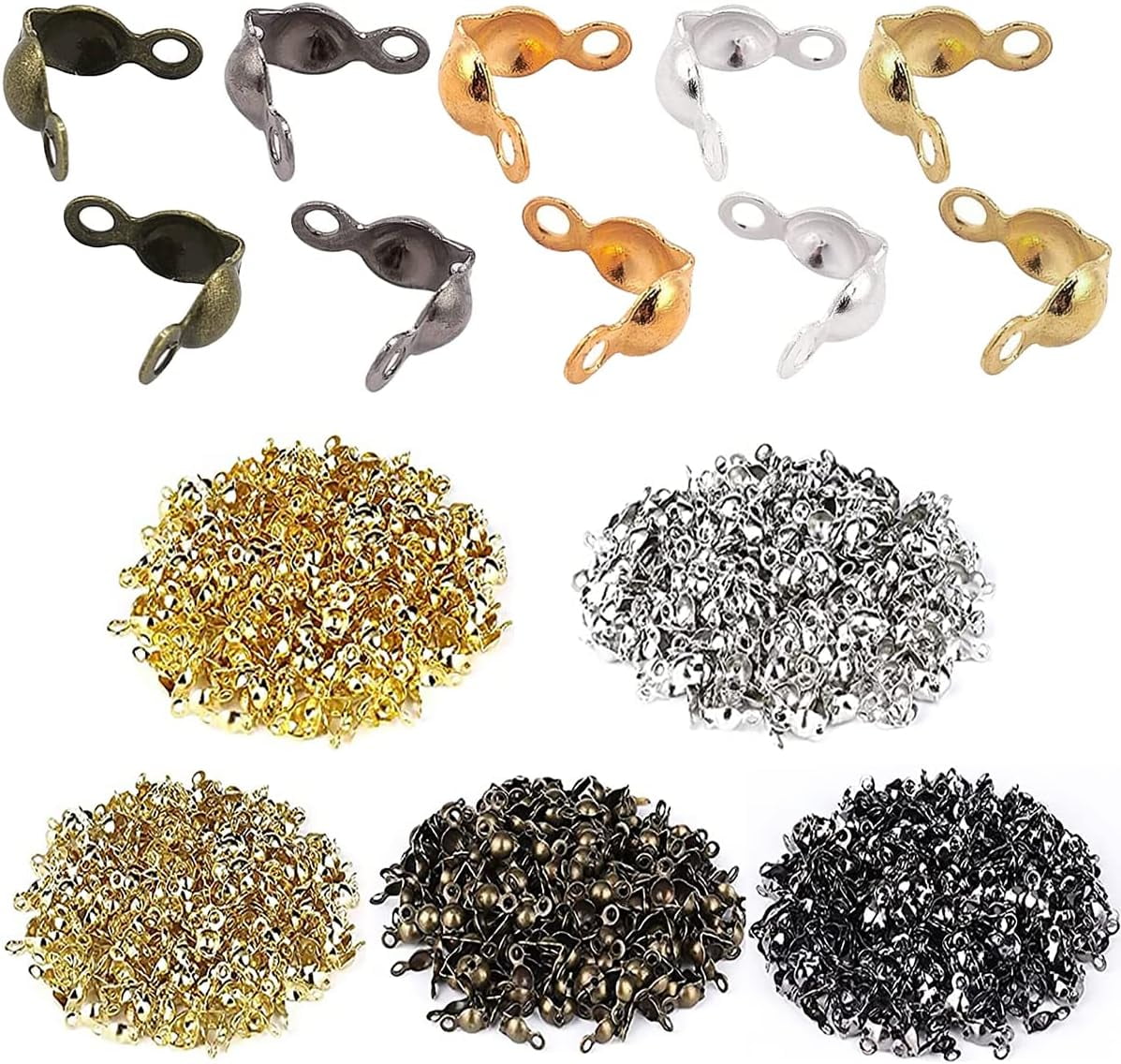 500 Pieces Crimp Beads Calotte Ends Knot Covers for DIY Bracelet ...