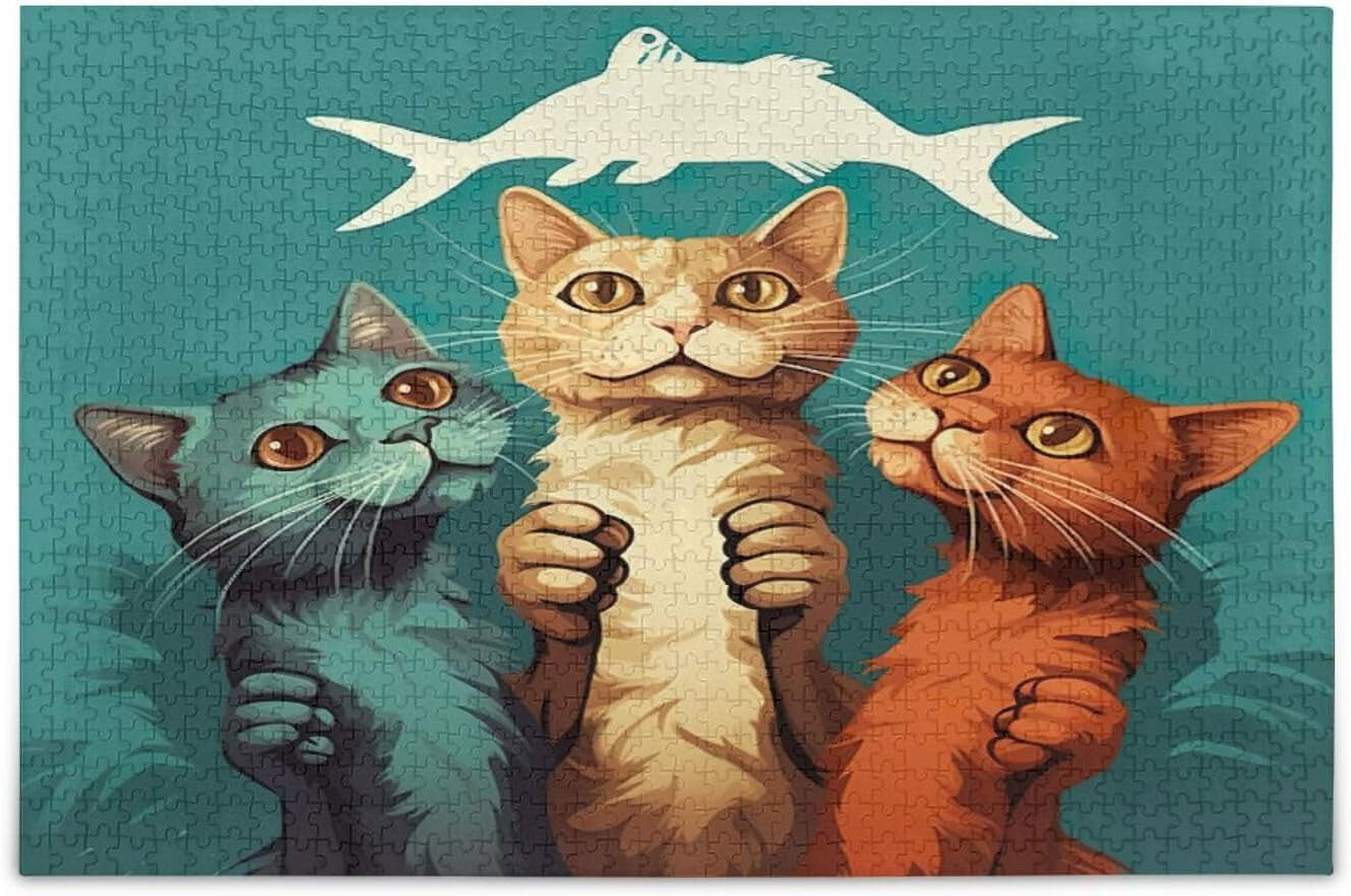 500 Pieces Cute Three Cats Jigsaw Puzzle for Adults Teens Kids, Fun ...