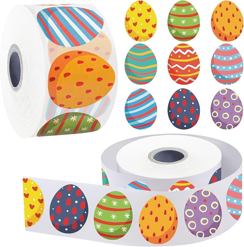 500 Pieces Easter Stickers Happy Easter Eggs Roll Stickers Assorted ...