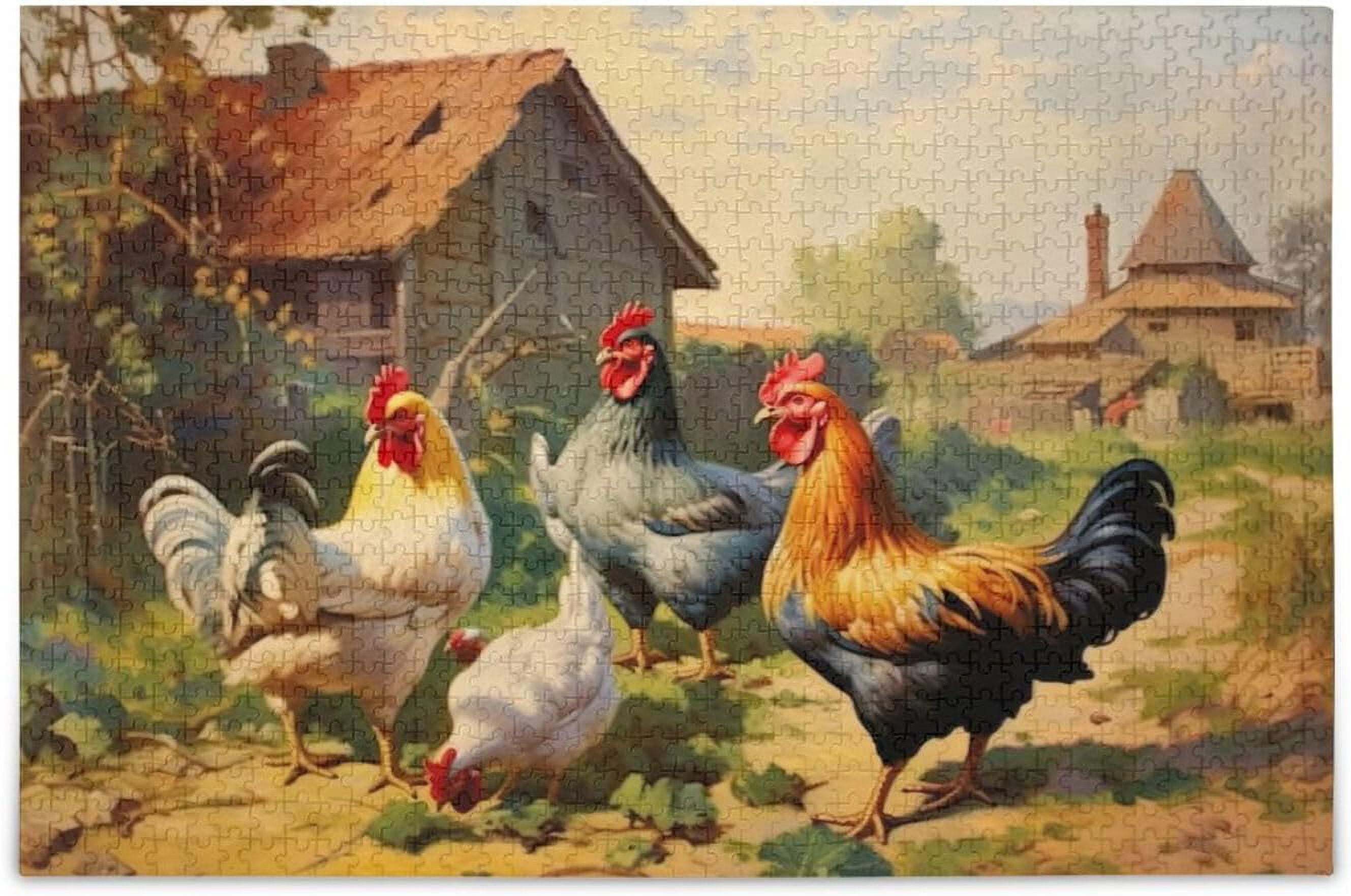 500 Pieces Farmhouse Rooster Jigsaw Puzzle for Adults Teens Kids, Fun ...
