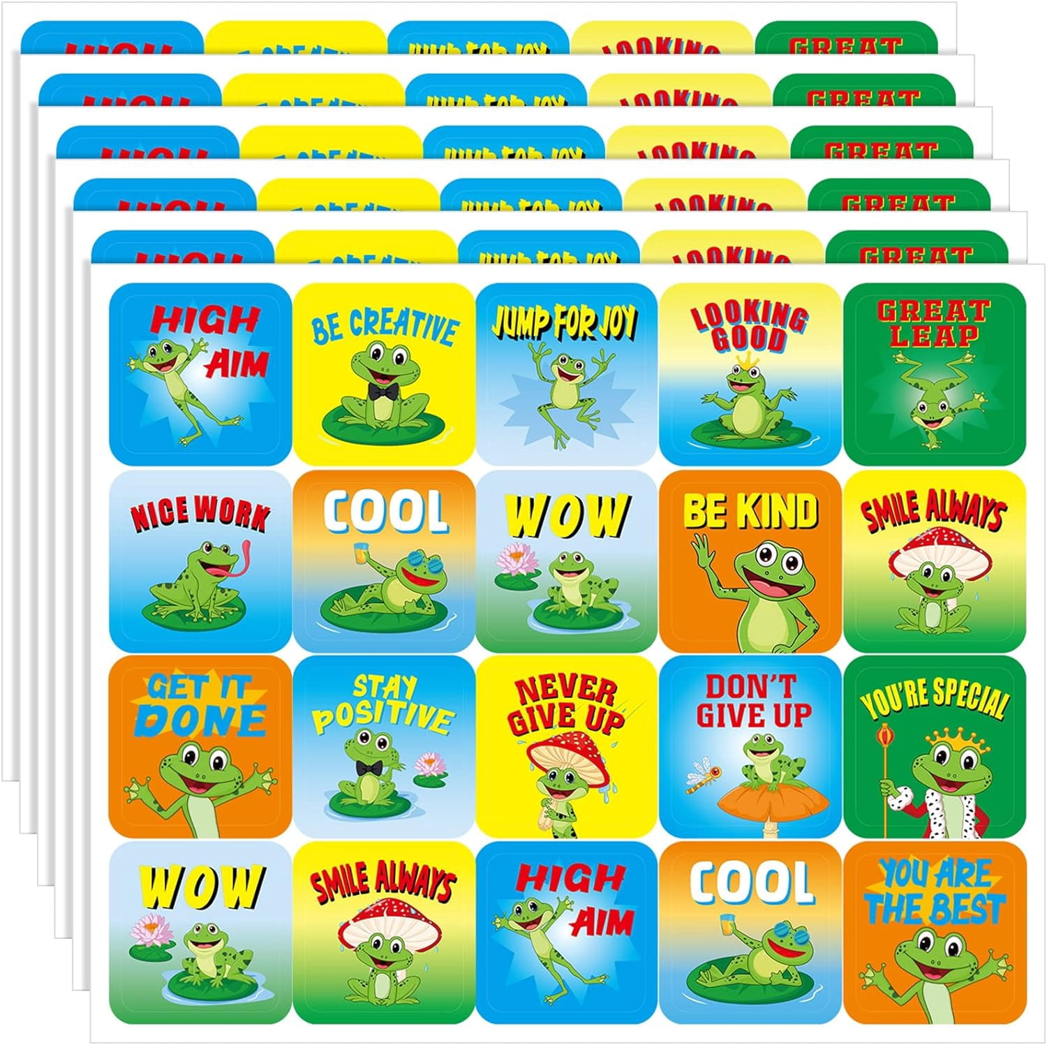 500 Pieces Frog Stickers Green Spotted Frog Cute Stickers Jumping Frogs ...