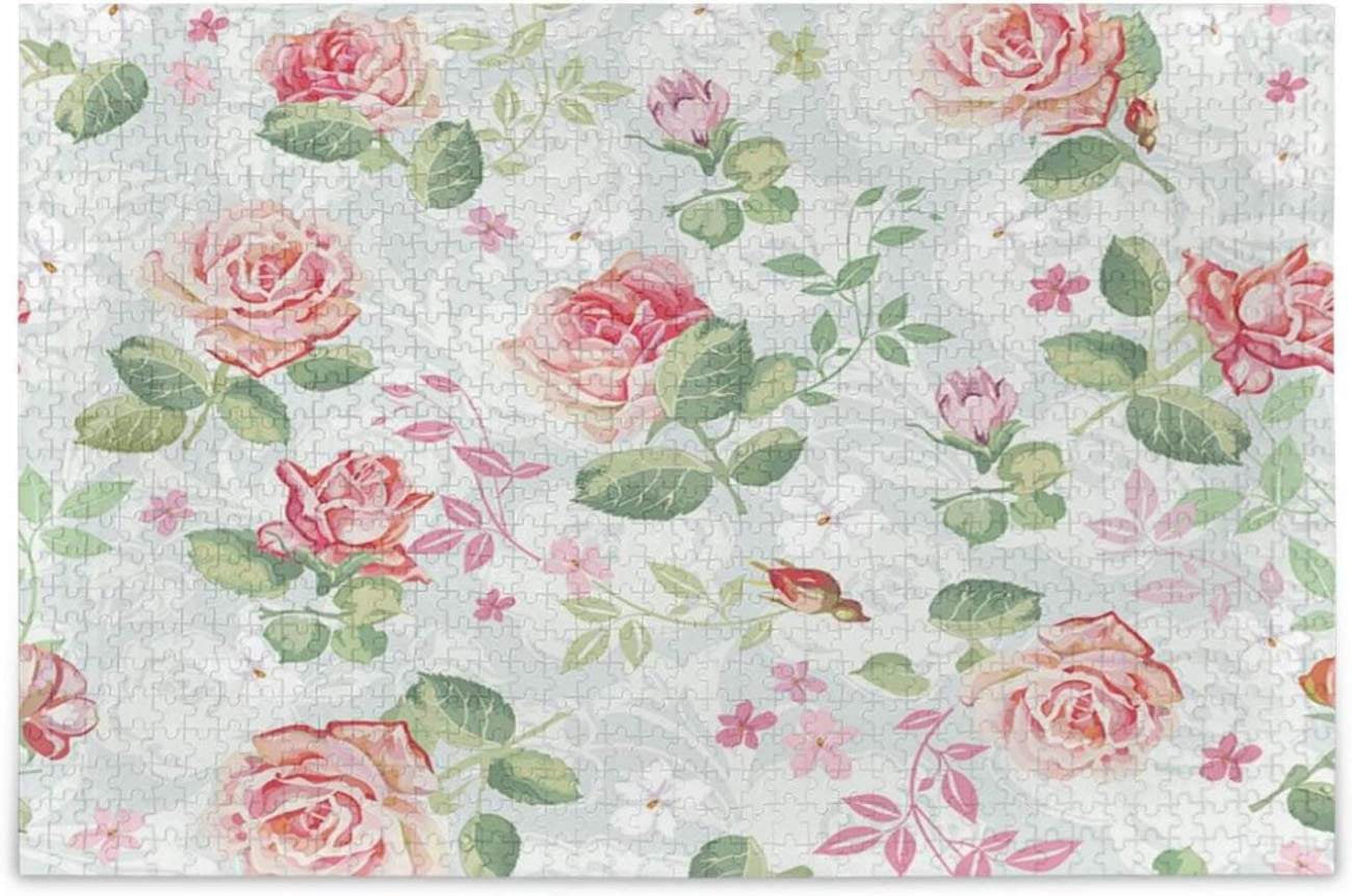 500 Pieces Jigsaw Puzzles, 20.5" x 14.9"Pink Rose Adult Children ...
