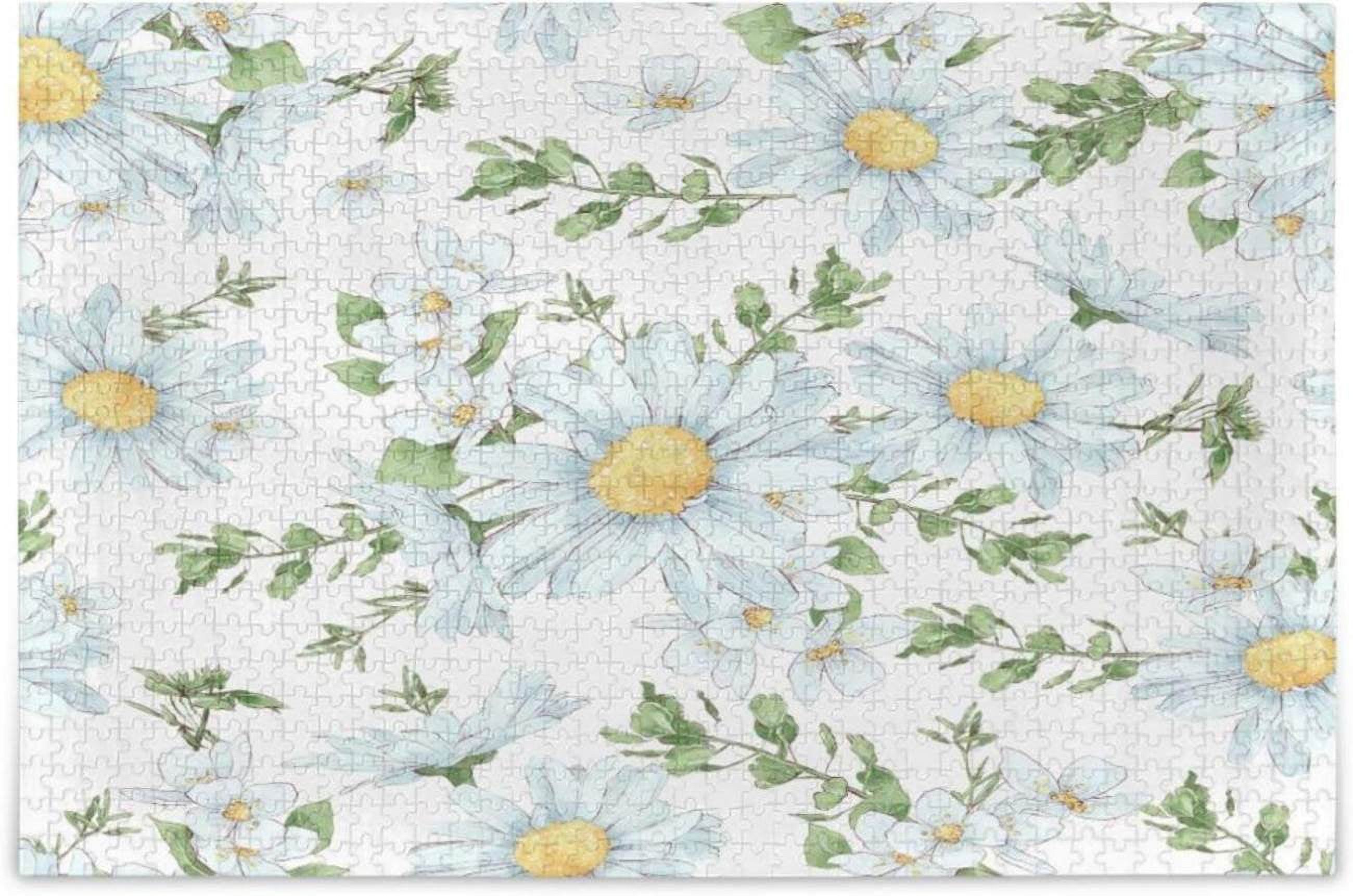 500 Pieces Jigsaw Puzzles, 20.5" x 14.9"Small White Daisies Adult ...