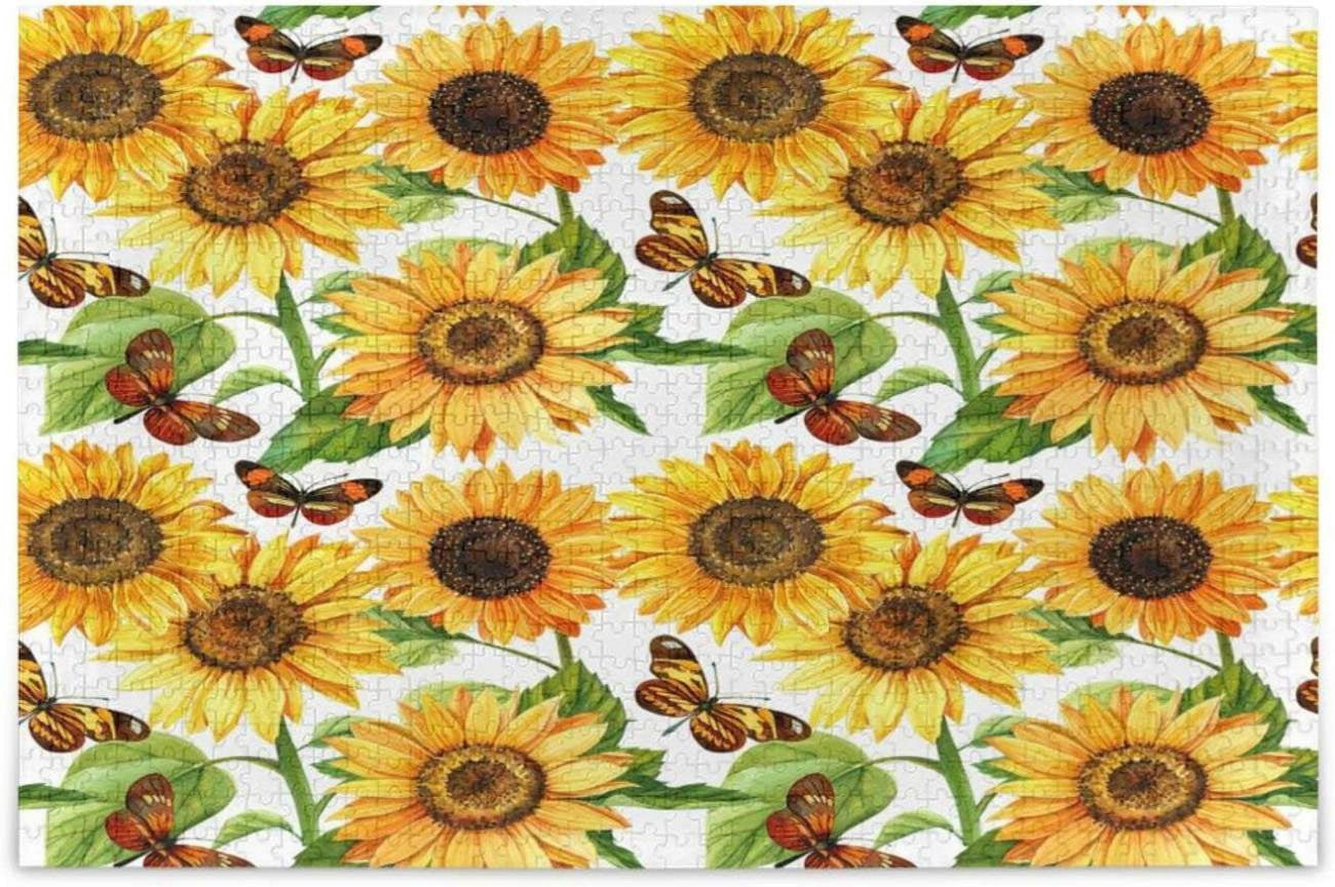 500 Pieces Jigsaw Puzzles, 20.5" x 14.9"Sunflowers and Butterflies ...
