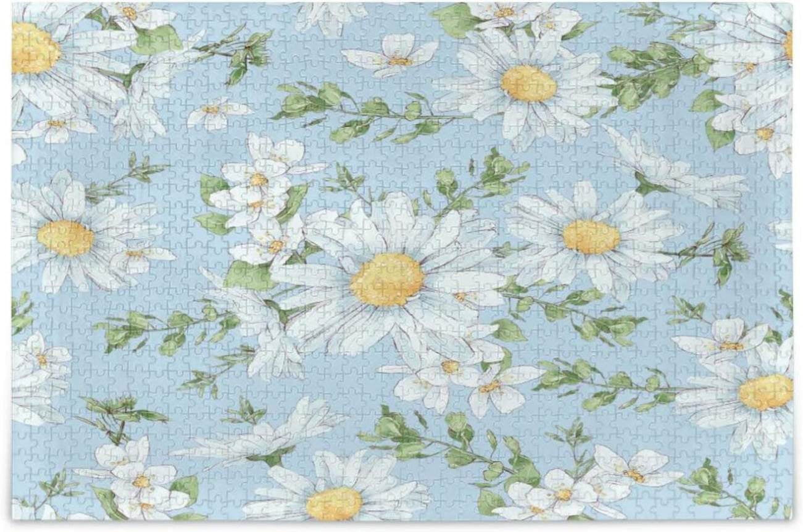 500 Pieces Jigsaw Puzzles, 20.5" x 14.9"White Daisies Wildflowers Adult ...