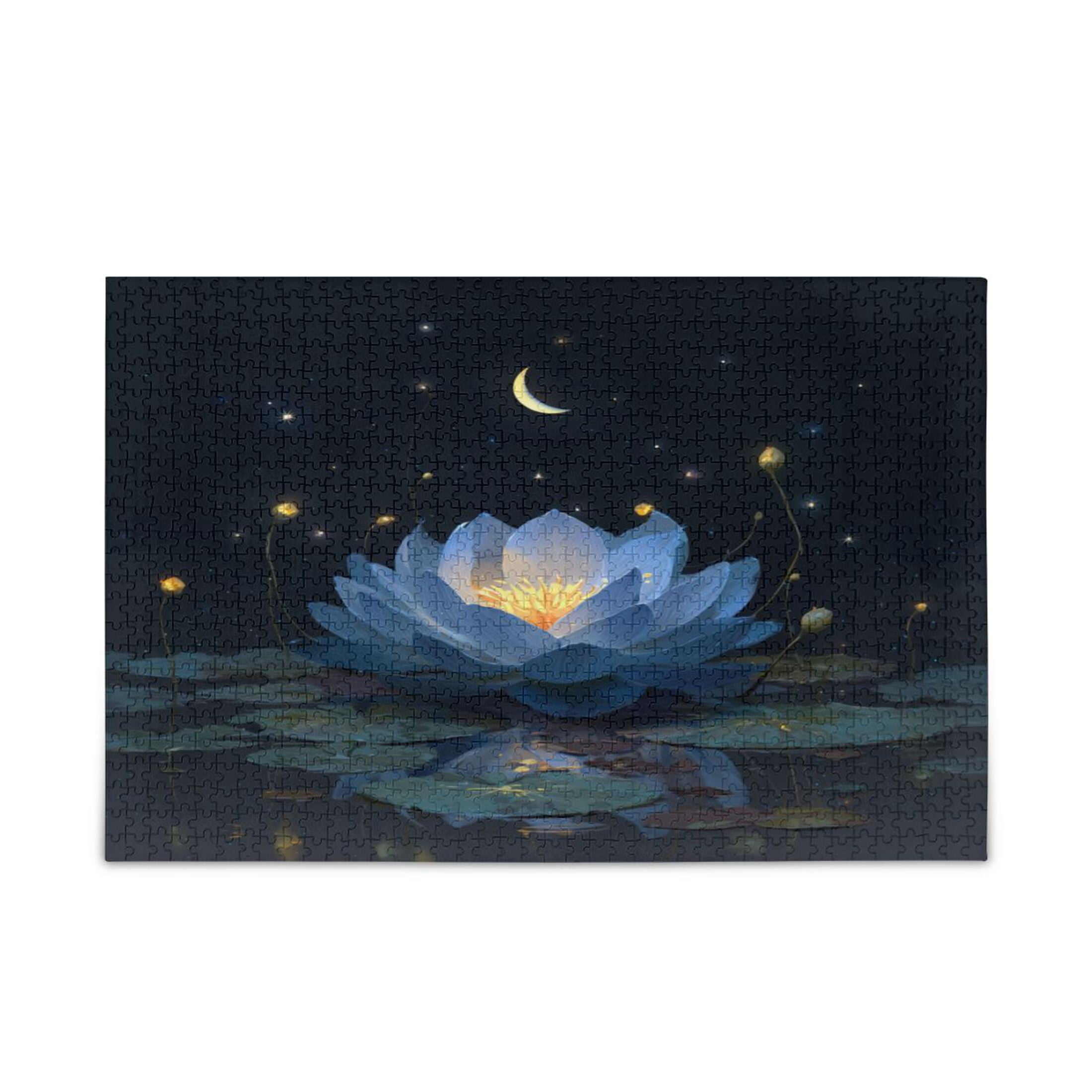 500 Pieces Jigsaw Puzzles Storage Bag & Guide Serene Blue Lotus Flower ...