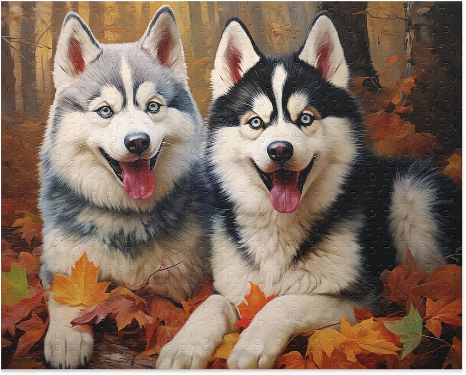 500 Pieces Jigsaw Puzzles for Adults Teens Dogs in Forest Huskies in ...