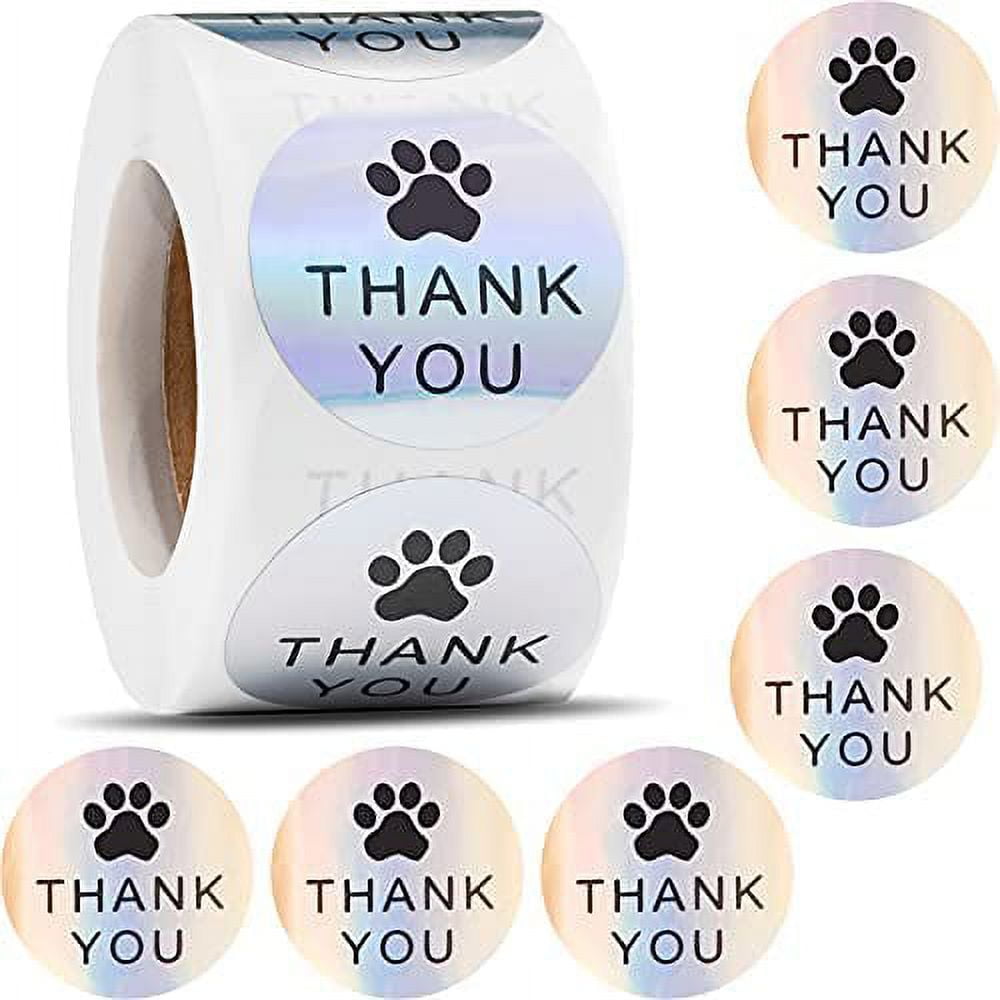 500 Pieces Kraft Paw Print Sticker Round Thank You Labels Stickers,1 ...