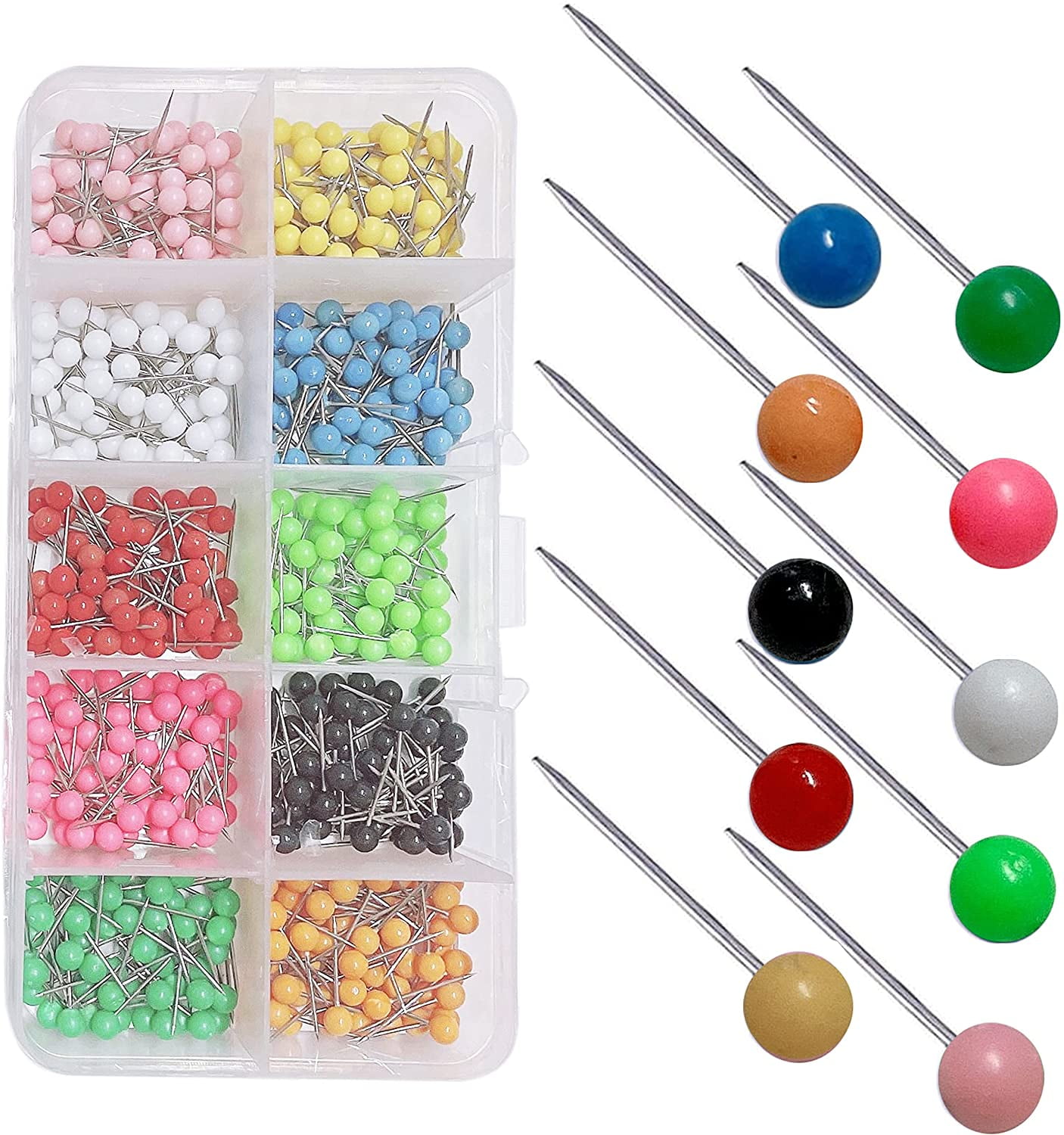 500 Pieces Map Push Pins Travel Map Tacks Plastic Round Beads Head ...