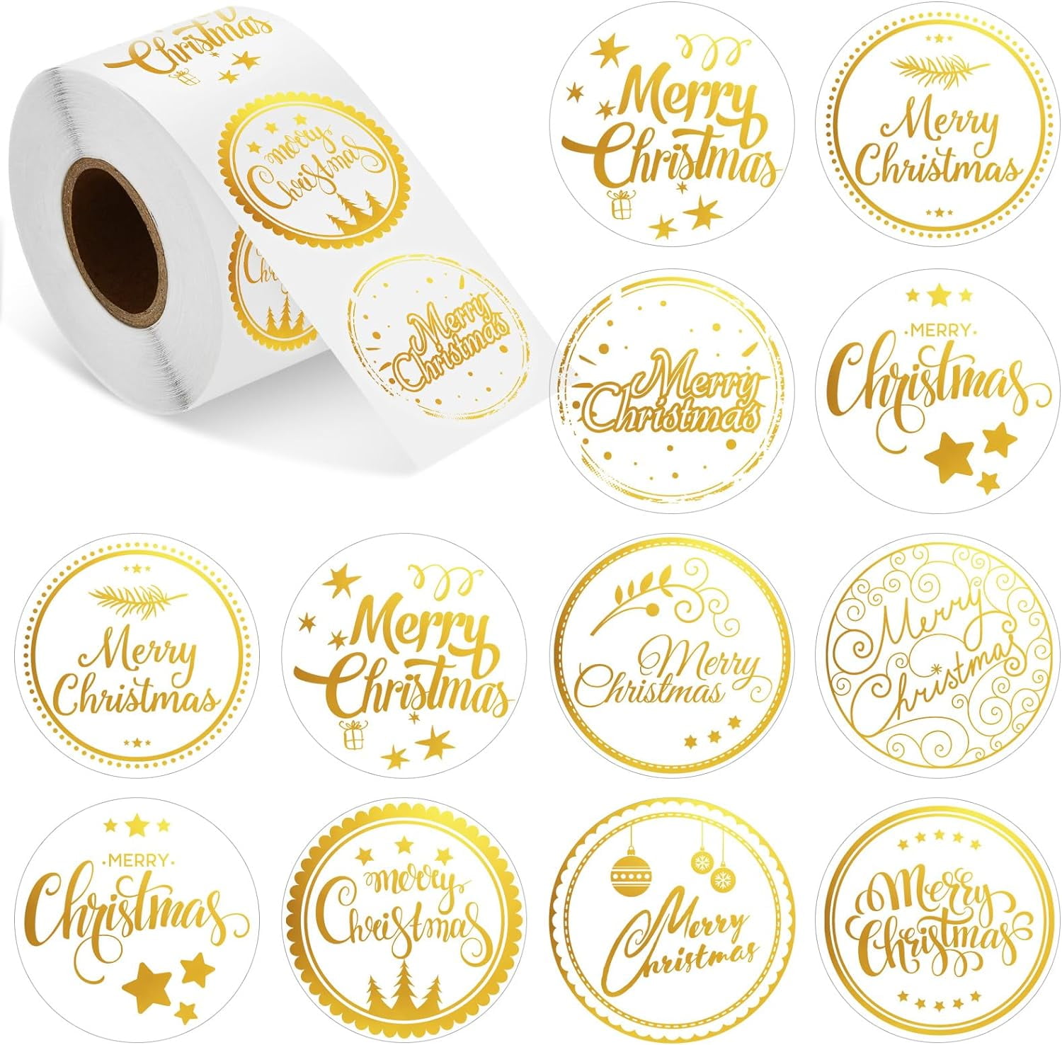 500 Pieces Outus Merry Christmas Stickers Labels Christmas Circle Label ...