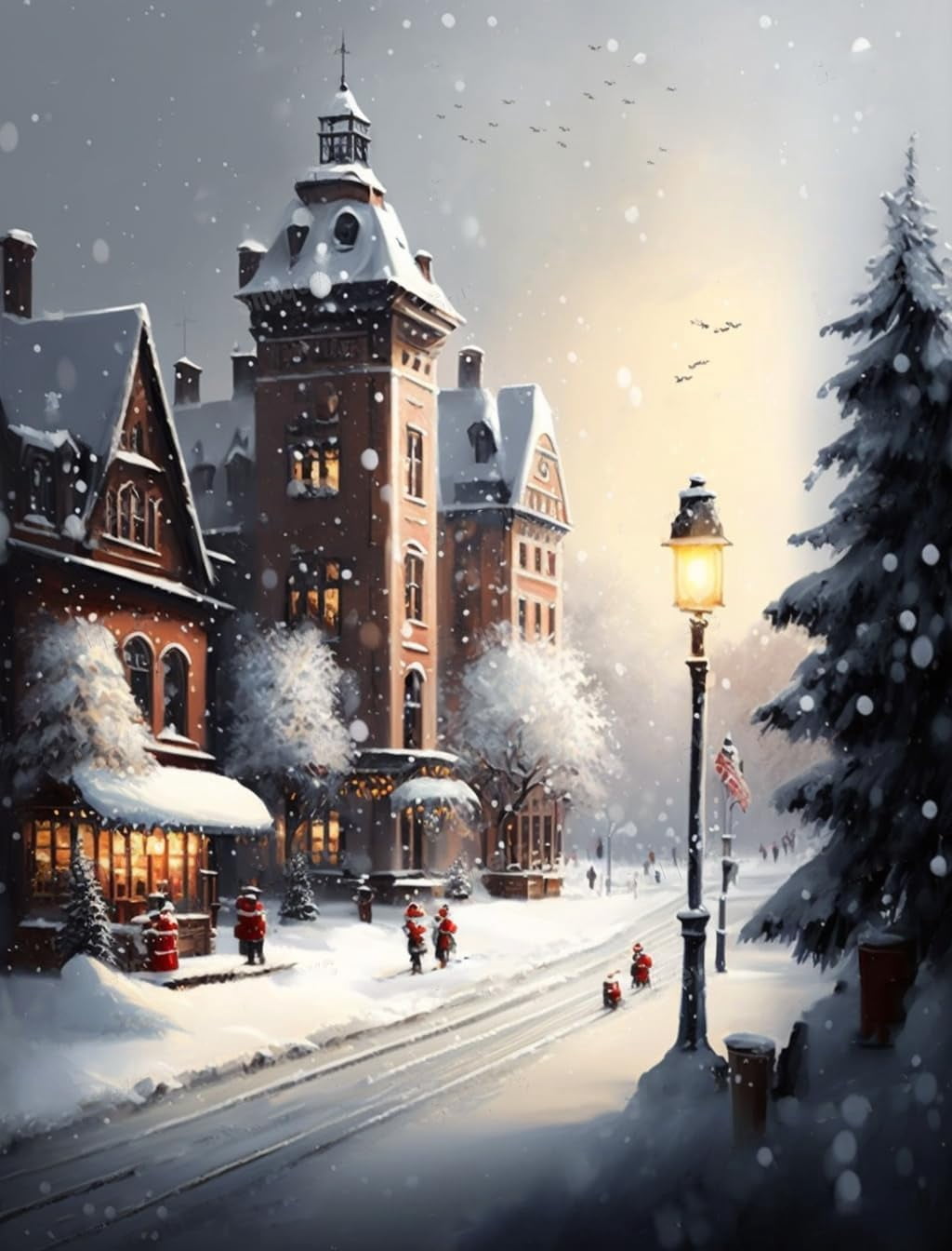 500 Pieces Puzzle for Adult - Winter Snowy Street Wooden Jigsaw Puzzles ...