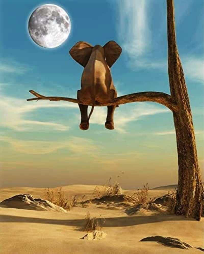 500 Pieces Puzzles Animal Elephant Elephant Look at The Moon Funfun Jigsaw Puzzles Family Puzzle ...